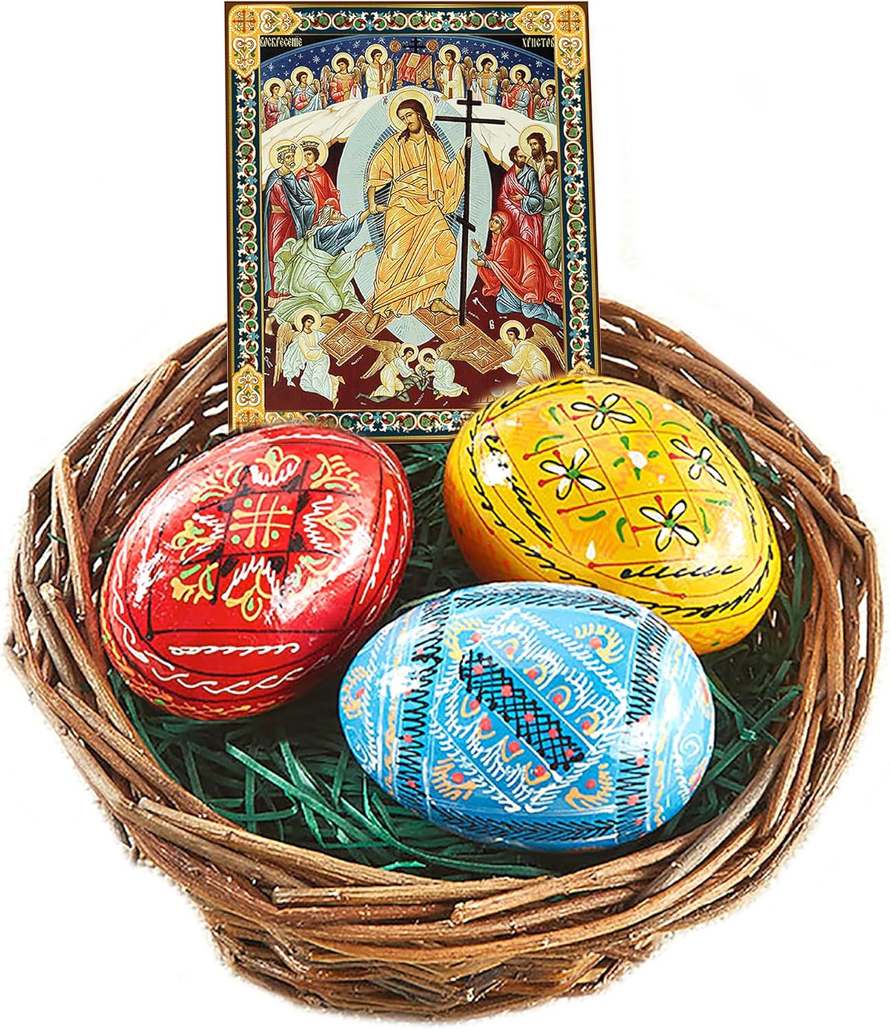 Amazon.com: Needzo Ukrainian Easter Basket Gift Set, Hand Painted ...