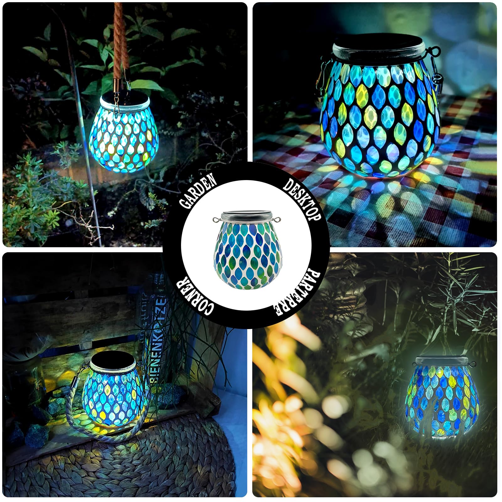 Mosaic Solar Path Lights Solar Powered Garden LED Light Lantern Mosaic