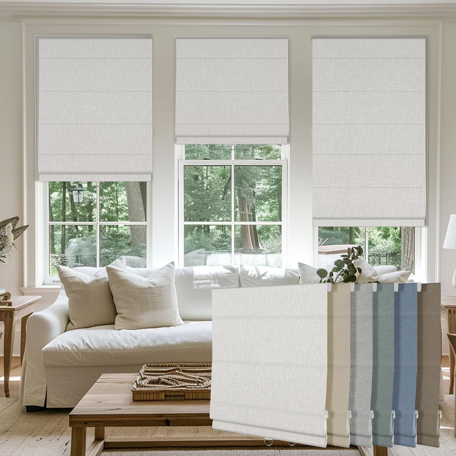 Amazon.com: Doing-X Cordless Roman Shades for Windows Blackout Room ...