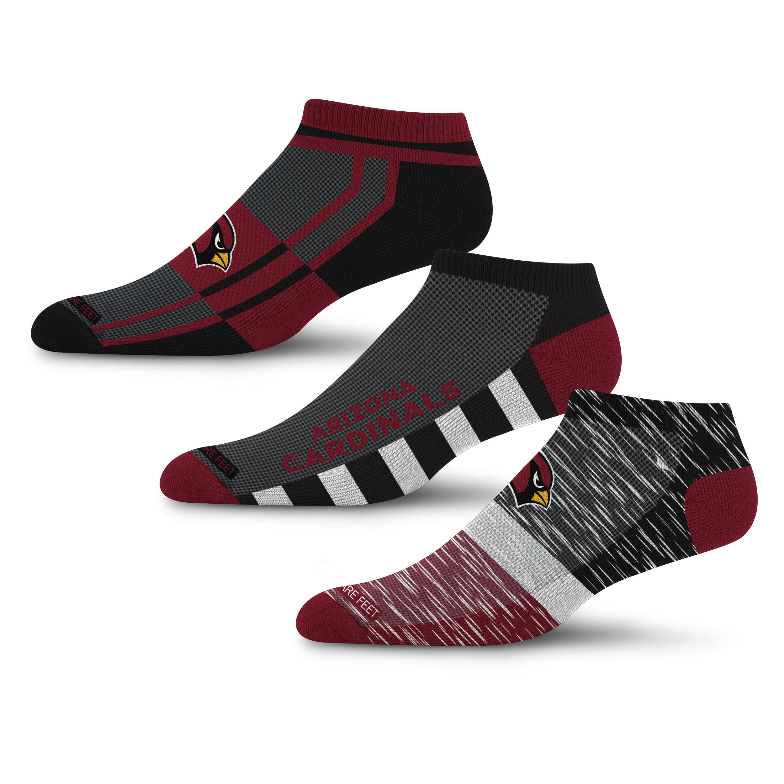 Snapklik.com : NFL ARIZONA CARDINALS Stripe Stack 3 Pack Ankle Sock ...