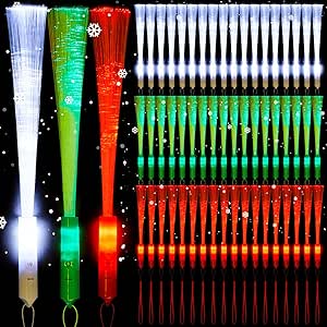 Hungdao 36 Pcs Christmas Fiber Optic Wands Bulk Glow Wands with 3 ...