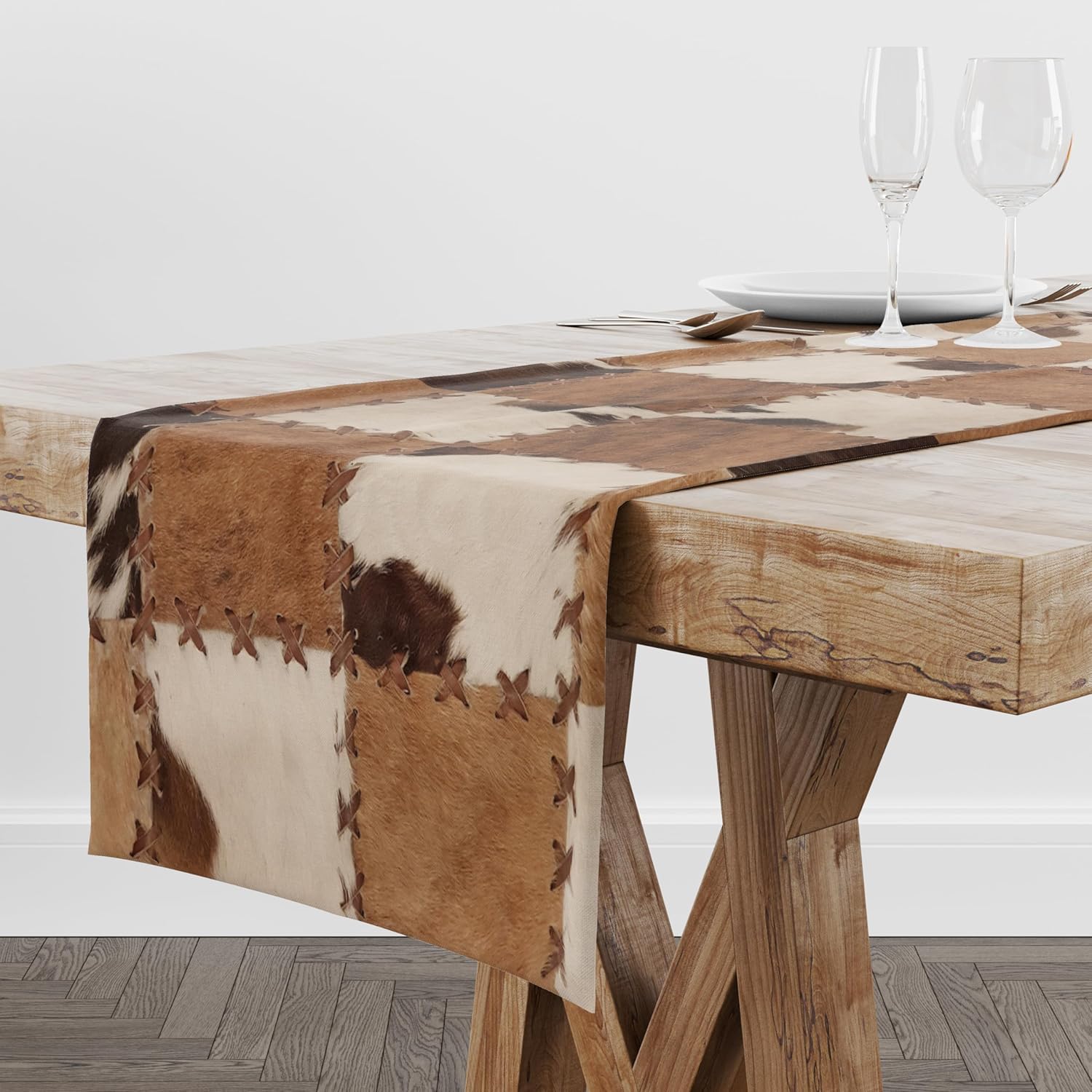 Amazon.com: Cowhide Table Runner,Vintage Western Cowboy Patchwork Cow ...