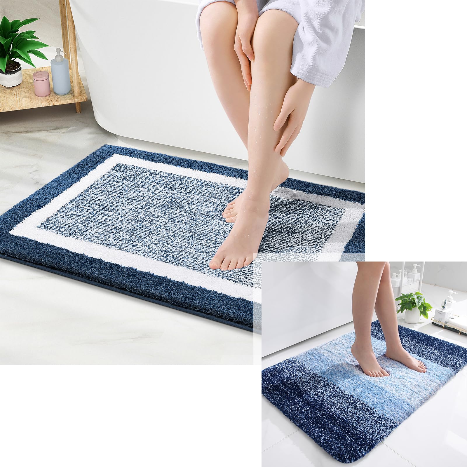 Amazon.com: OLANLY Ombre Bathroom Rugs, Bath Rug Size 36x24+36x24 in ...