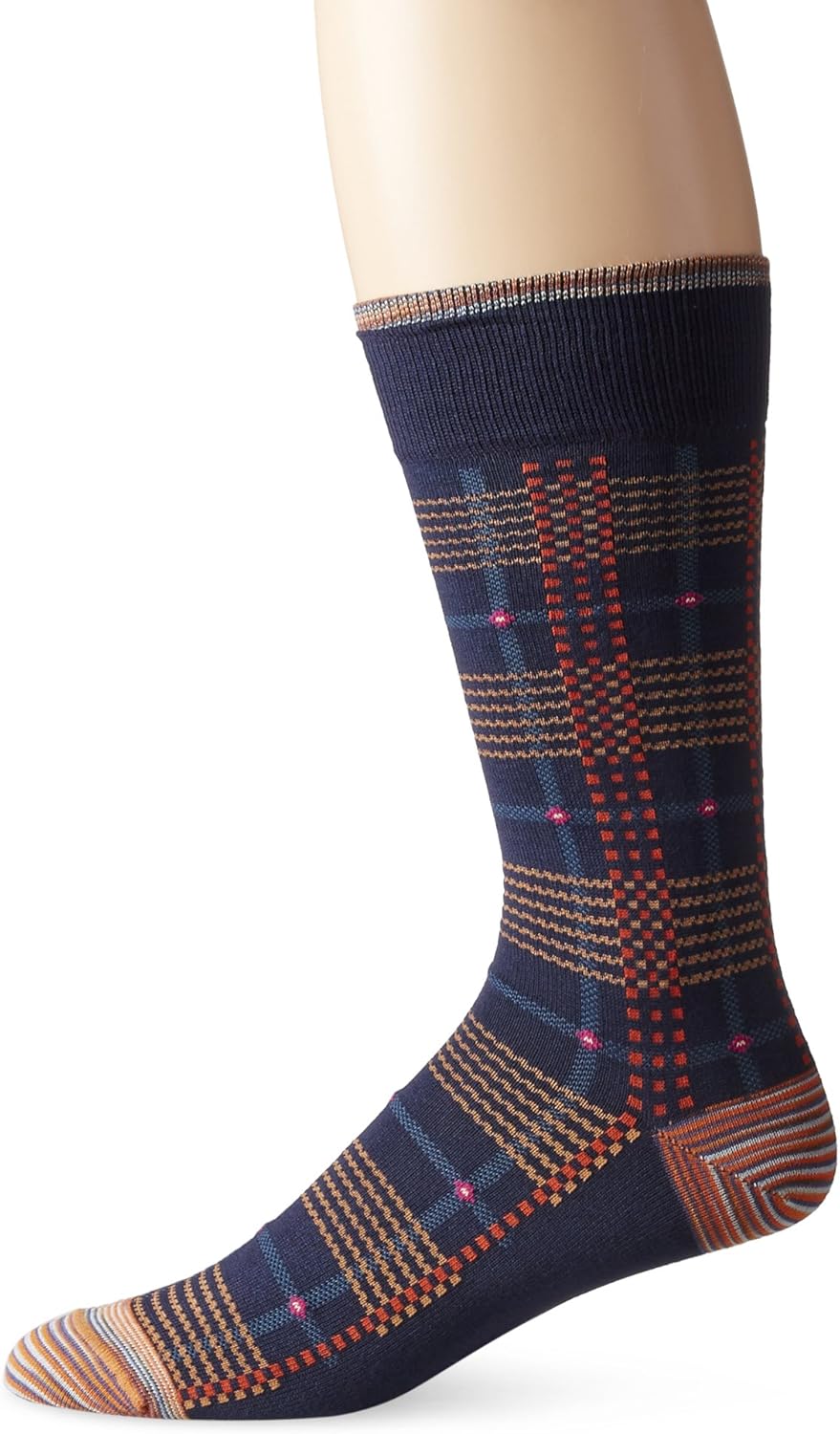 Amazon.com: Robert Graham Men's Glow Worm Crew Sock, Navy, Shoe size7.5 ...