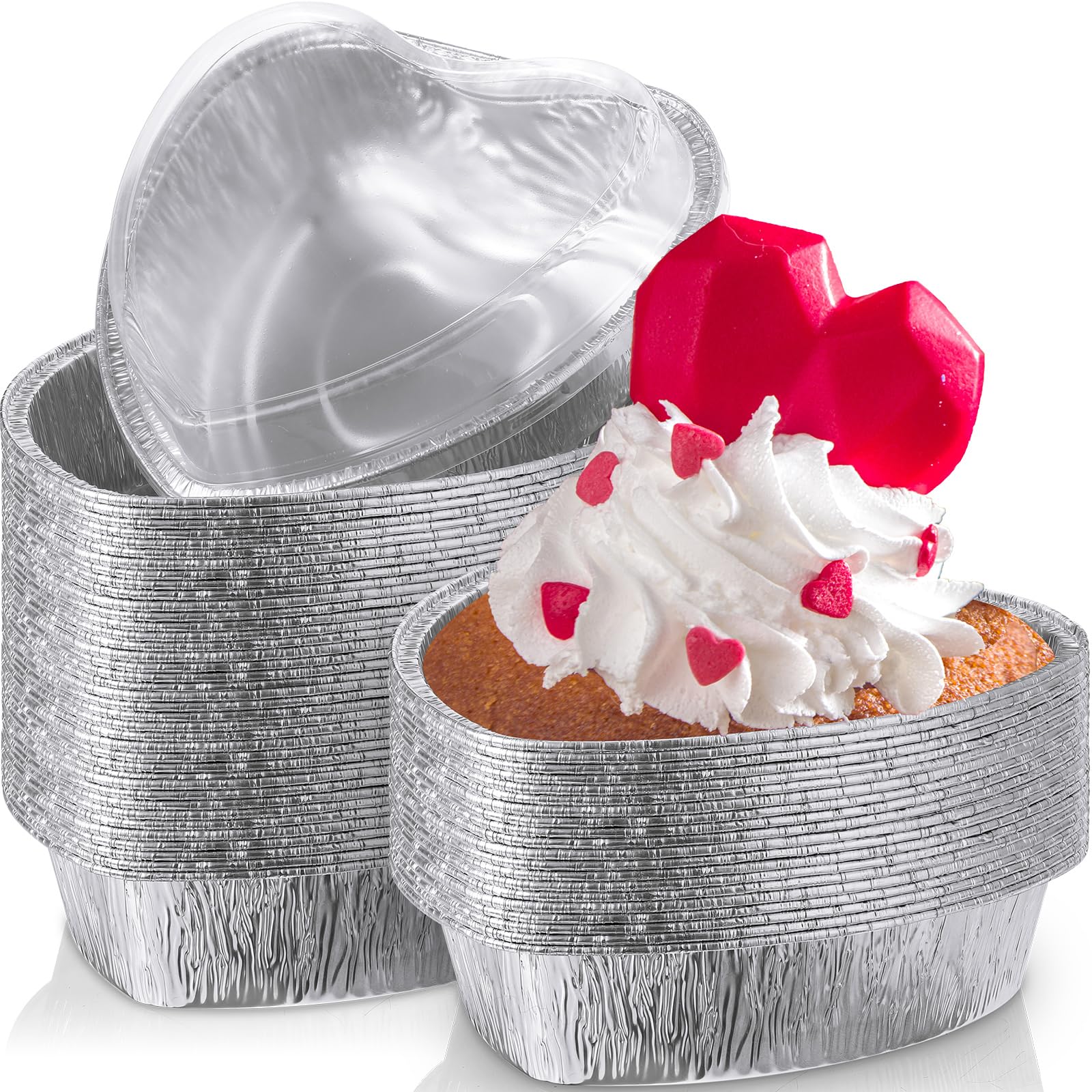 Amazon.com: Hushee 60 Pcs Valentine's Day Cake Pan Heart Shaped Pan ...