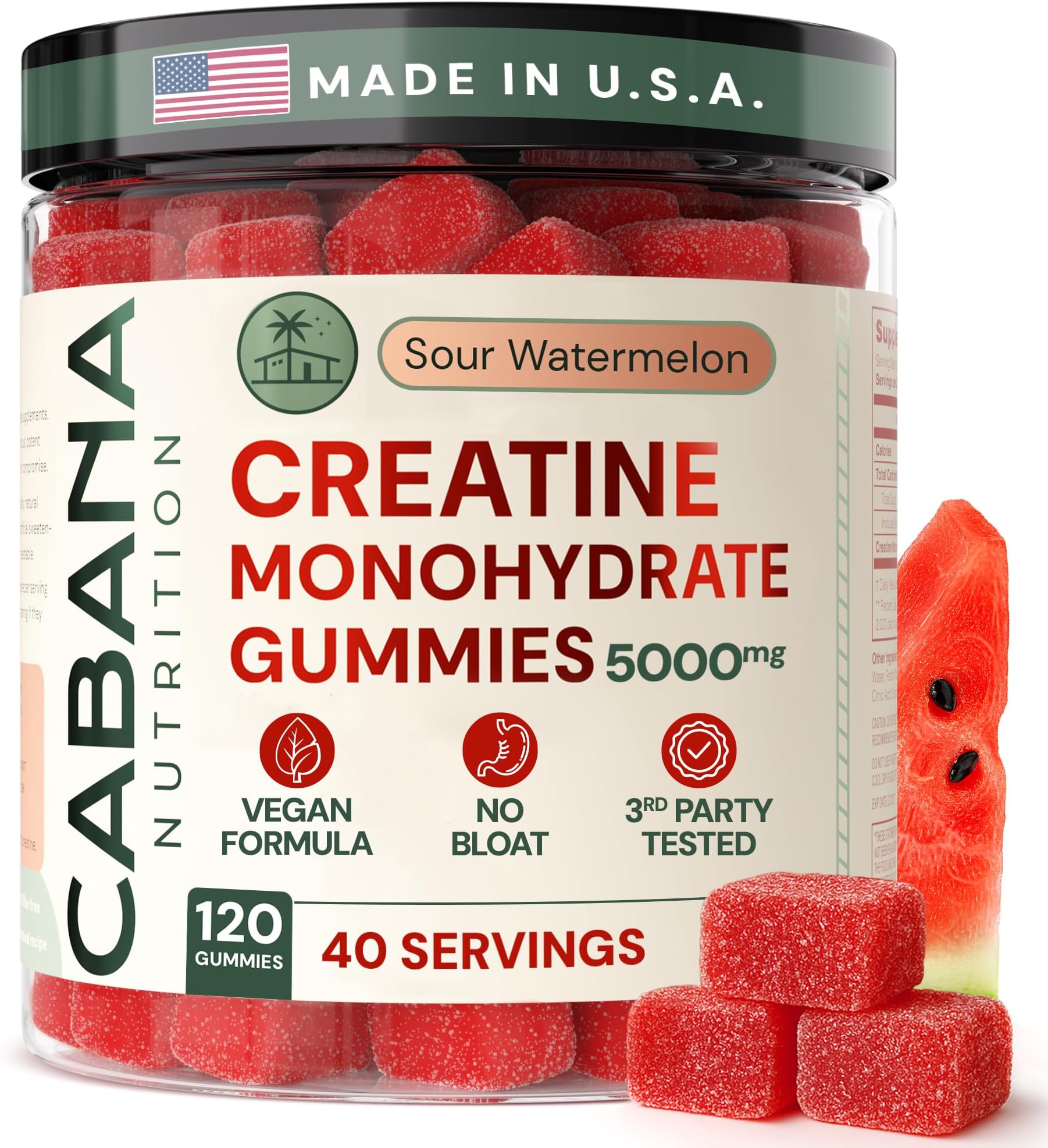Amazon.com : Creatine Monohydrate Gummies 5g - Watermelon Flavored ...