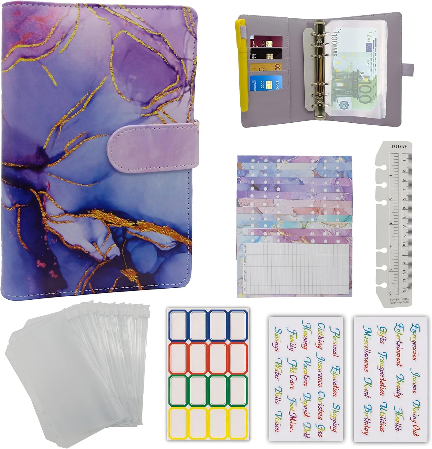 budget planner con buste,agenda risparmio soldi,agenda raccogli soldi ...