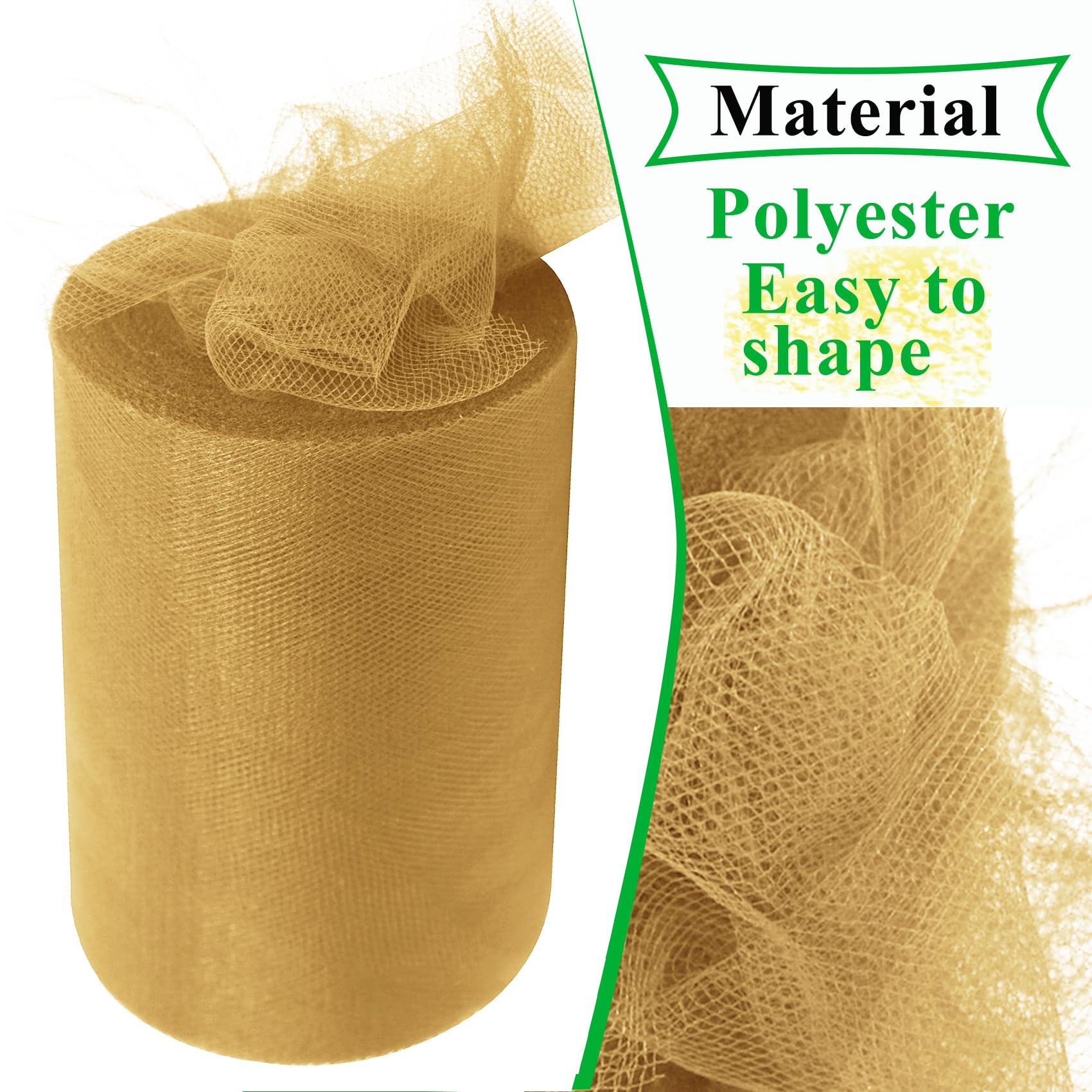 Snapklik.com : Aztec Gold Tulle Fabric Rolls 6 Inch By 100 Yards