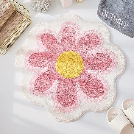 Amazon.com: Flower Shaped Bath Mat, 25x25 Inch Soft Absorbent Antislip ...