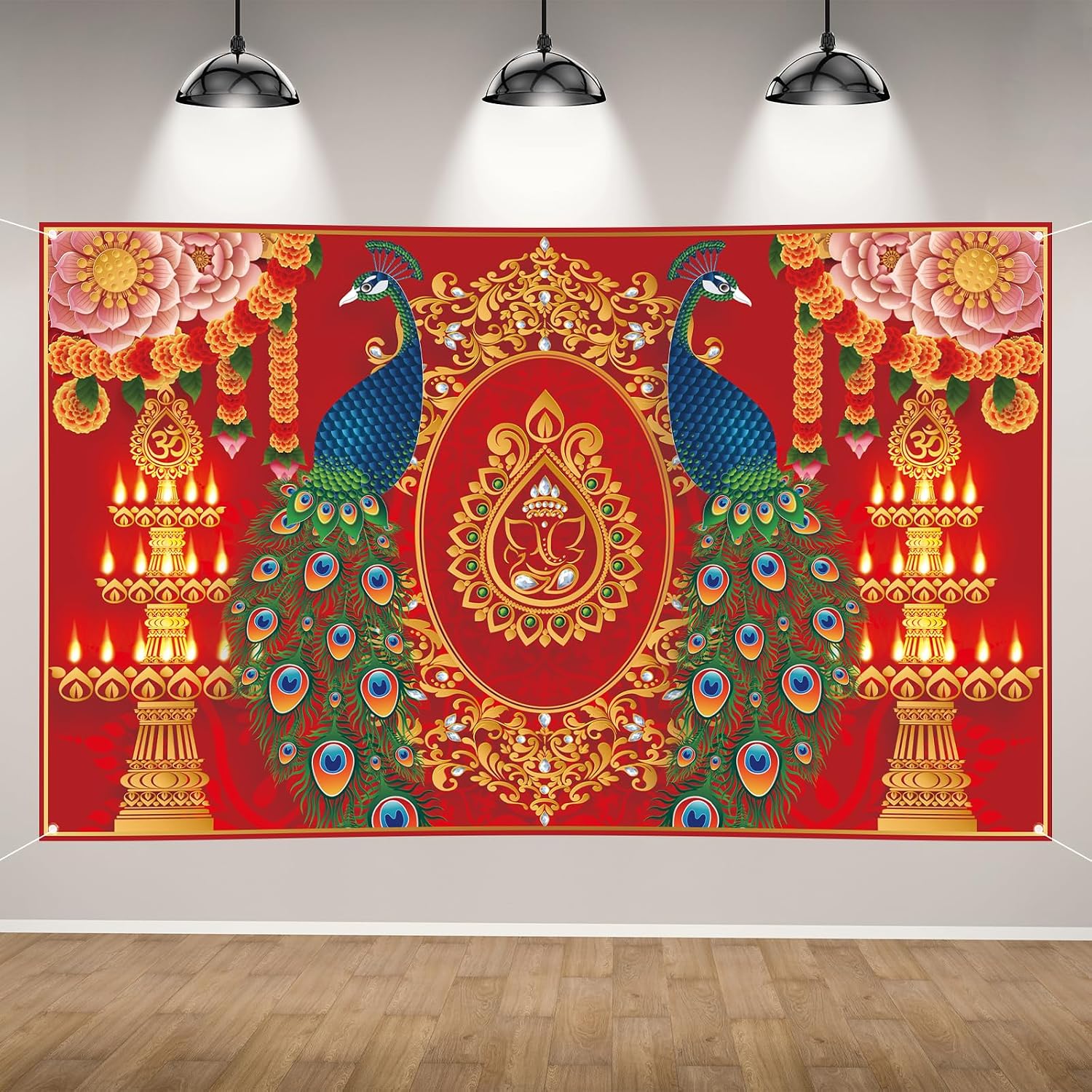 Amazon.com : Happy Diwali Photo Backdrop Indian Diwali Peacock Banner ...