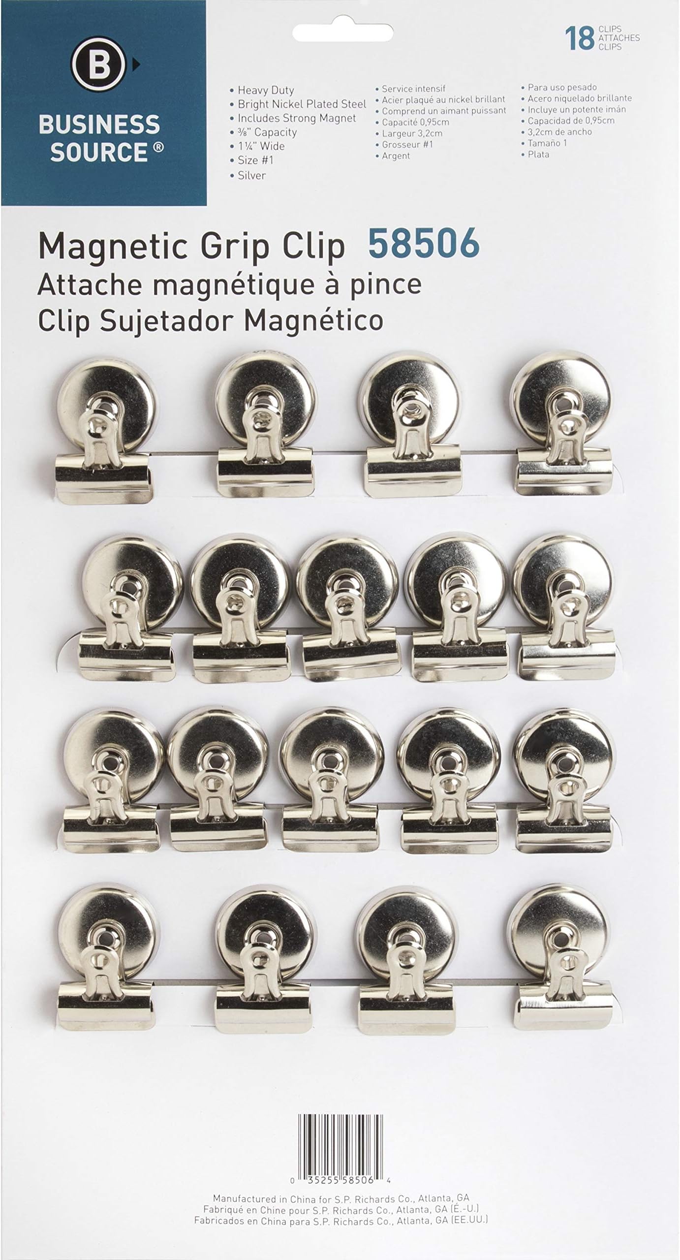 Amazon.com : Business Source Magnetic Grip Clips Pack : Binder Clips ...
