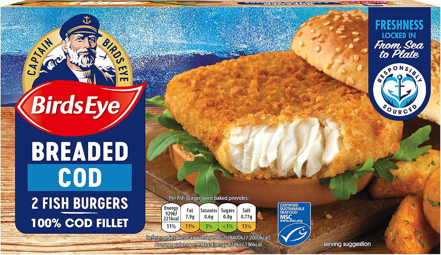 Birds Eye 2 Cod Fish Fillet Burgers, 227g (Frozen) : Amazon.co.uk: Grocery