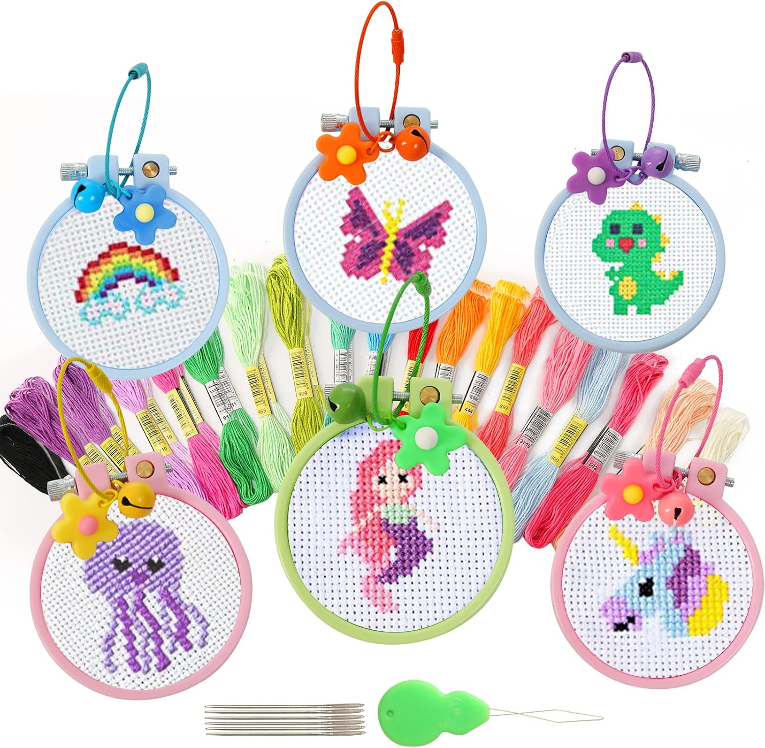 Cross Stitch Beginner Kit for Kid 6Pcs Embroidery Kit for Kids Sewing ...