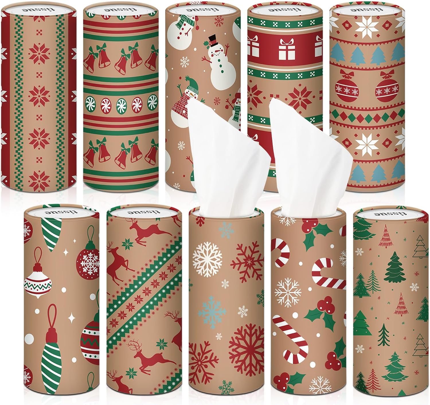 Amazon.com: Hushee 10 Pcs Christmas Car Tissues Cylinder Holder Boxes ...