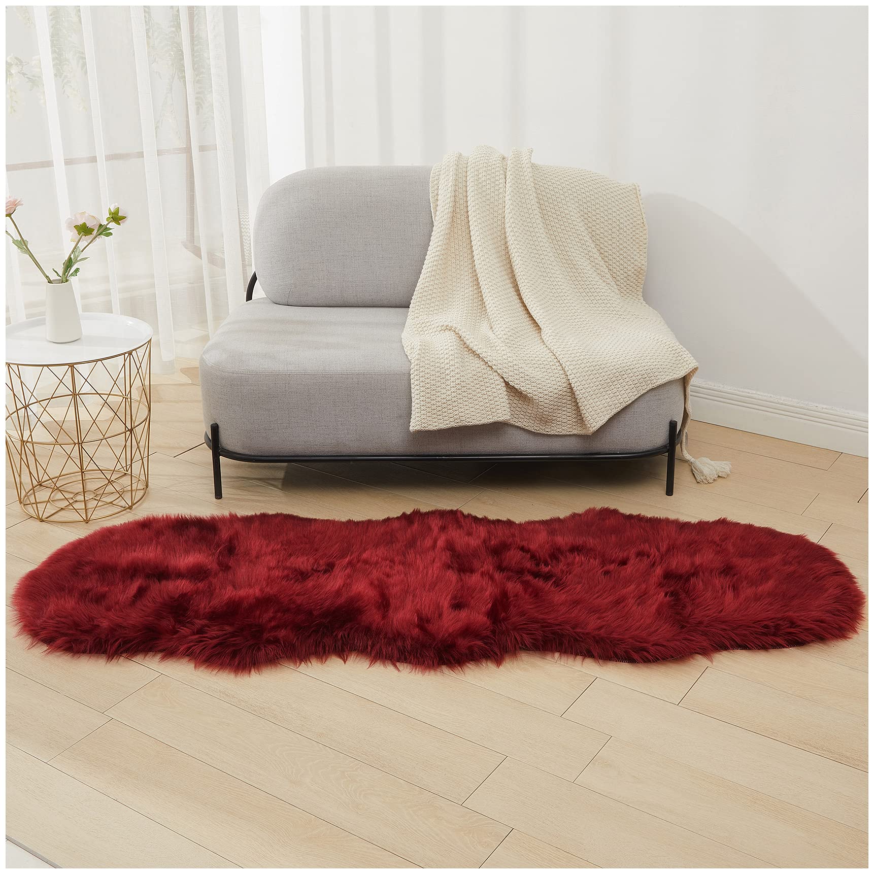 Amazon.com: DSHXL Faux Sheepskin Fur Fuzzy Furry Rugs, 2x6 Ft Irregular ...