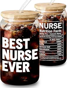 KEDRIAN Best Nurse Ever Glass Cup 16oz, Nurse Gifts For Women, LPN ...