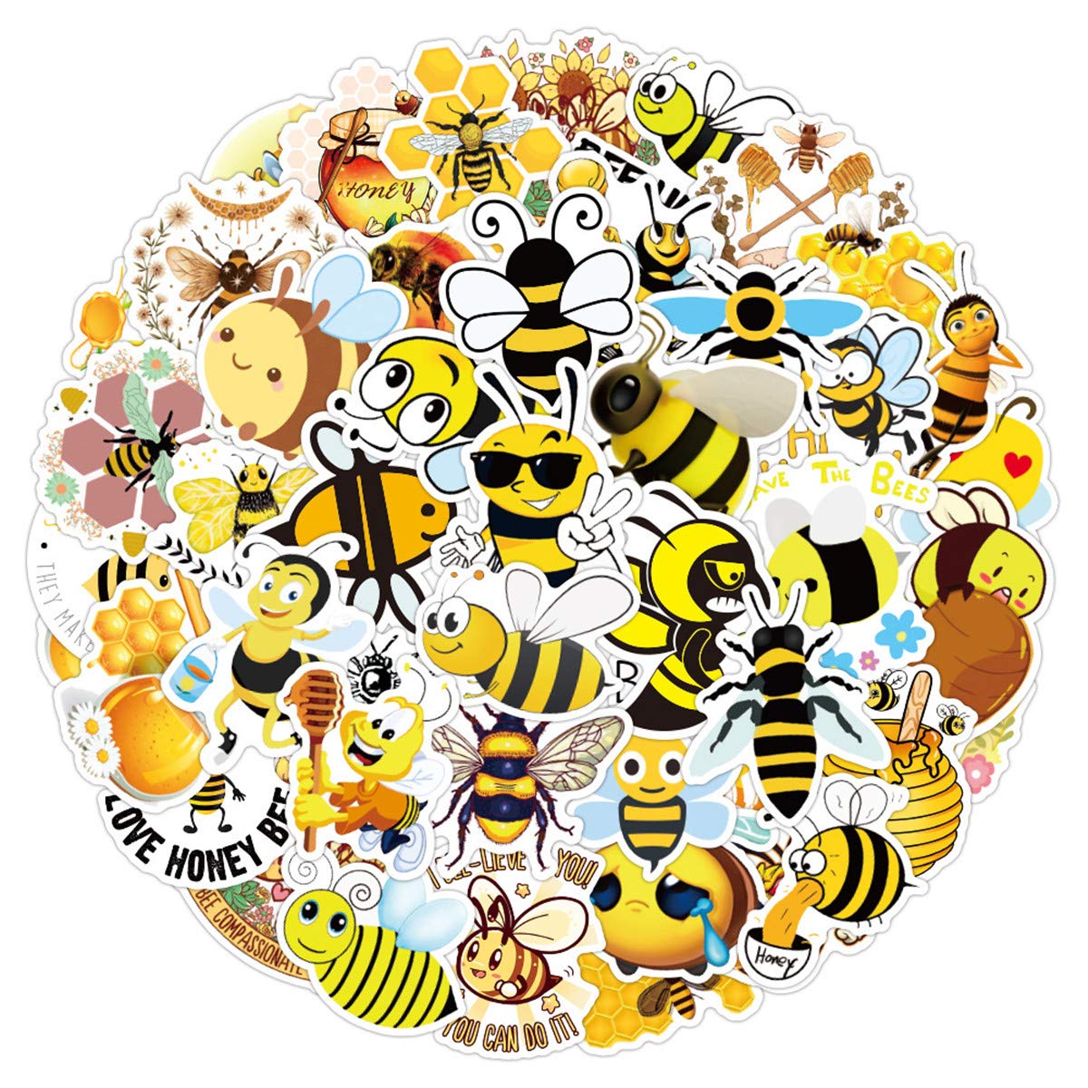50pcs Honey Bee Stickers For Laptop And Computer Anime Cartoon ...