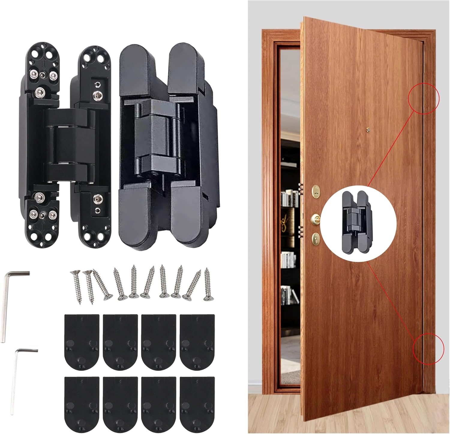 Mengshi 6" Hidden Door Hinges for Secret Door 180 Degree Heavy Duty ...