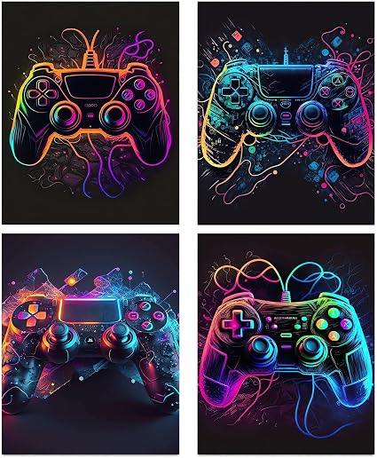 Amazon.com: WOVTCP Gaming Art Posters for Boys Room Decor, Gamer Wall ...