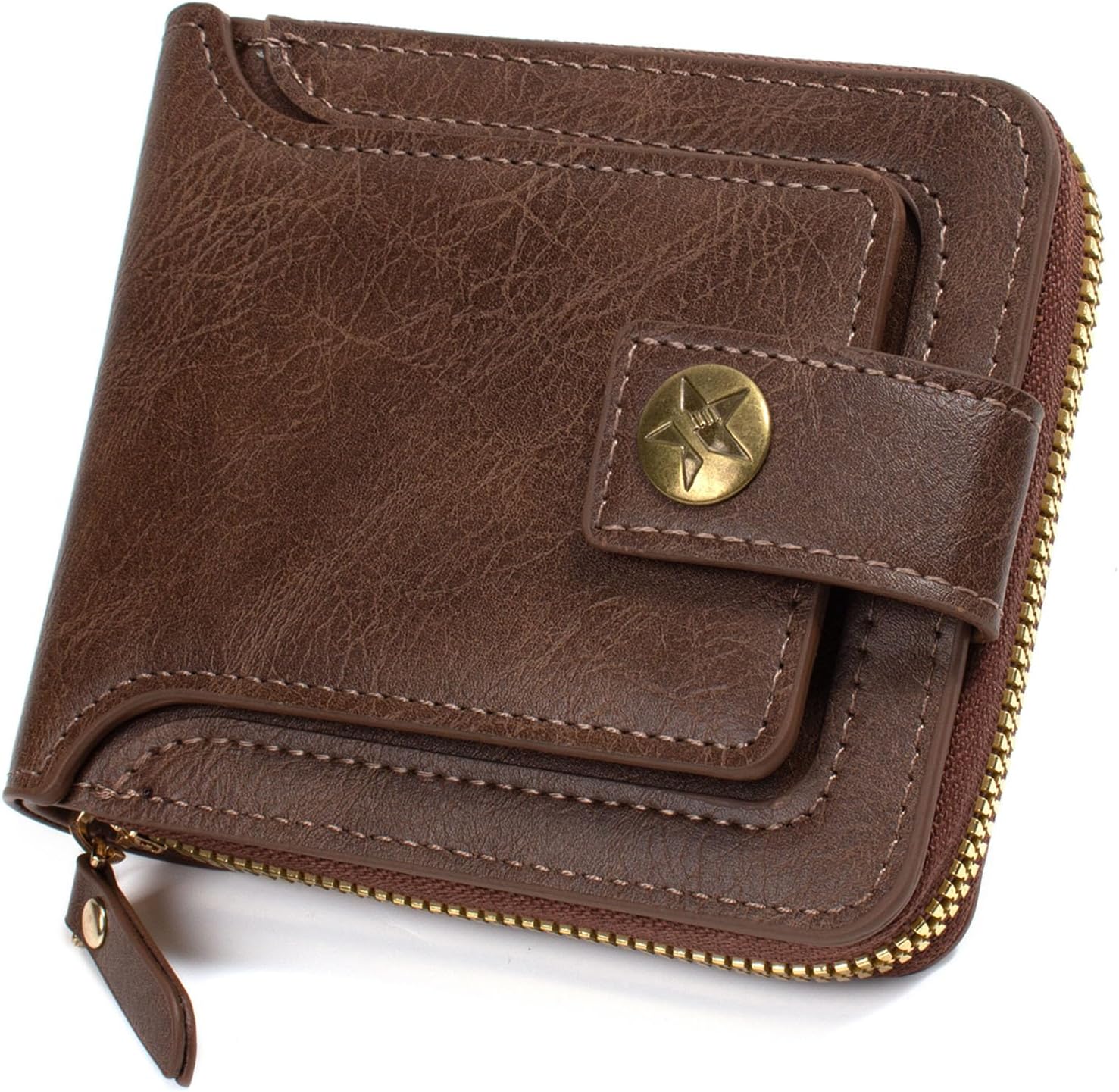 Amazon.com: SUMGOGO Small Wallets for Men Zipper Around Pocket Bifold ...