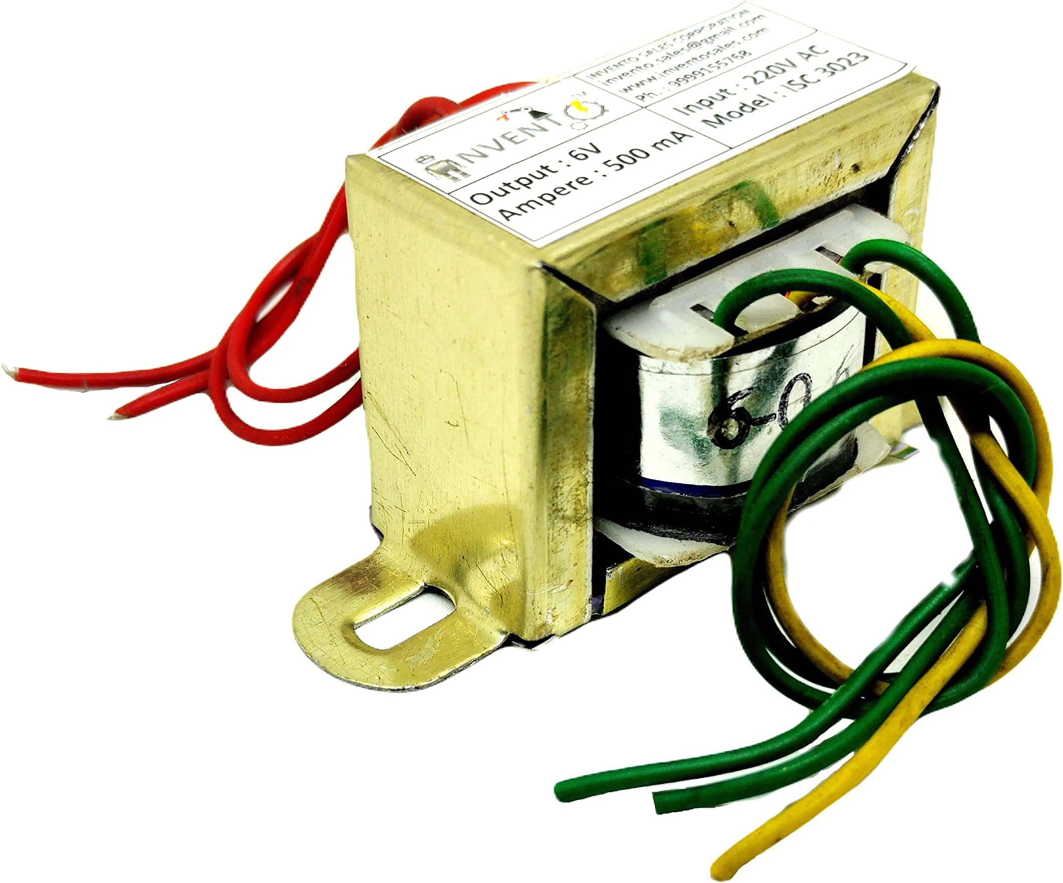 INVENTO 1Pcs 6V 0.5A 500mA 6-0-6 Transformer Copper Winding 220V AC to ...