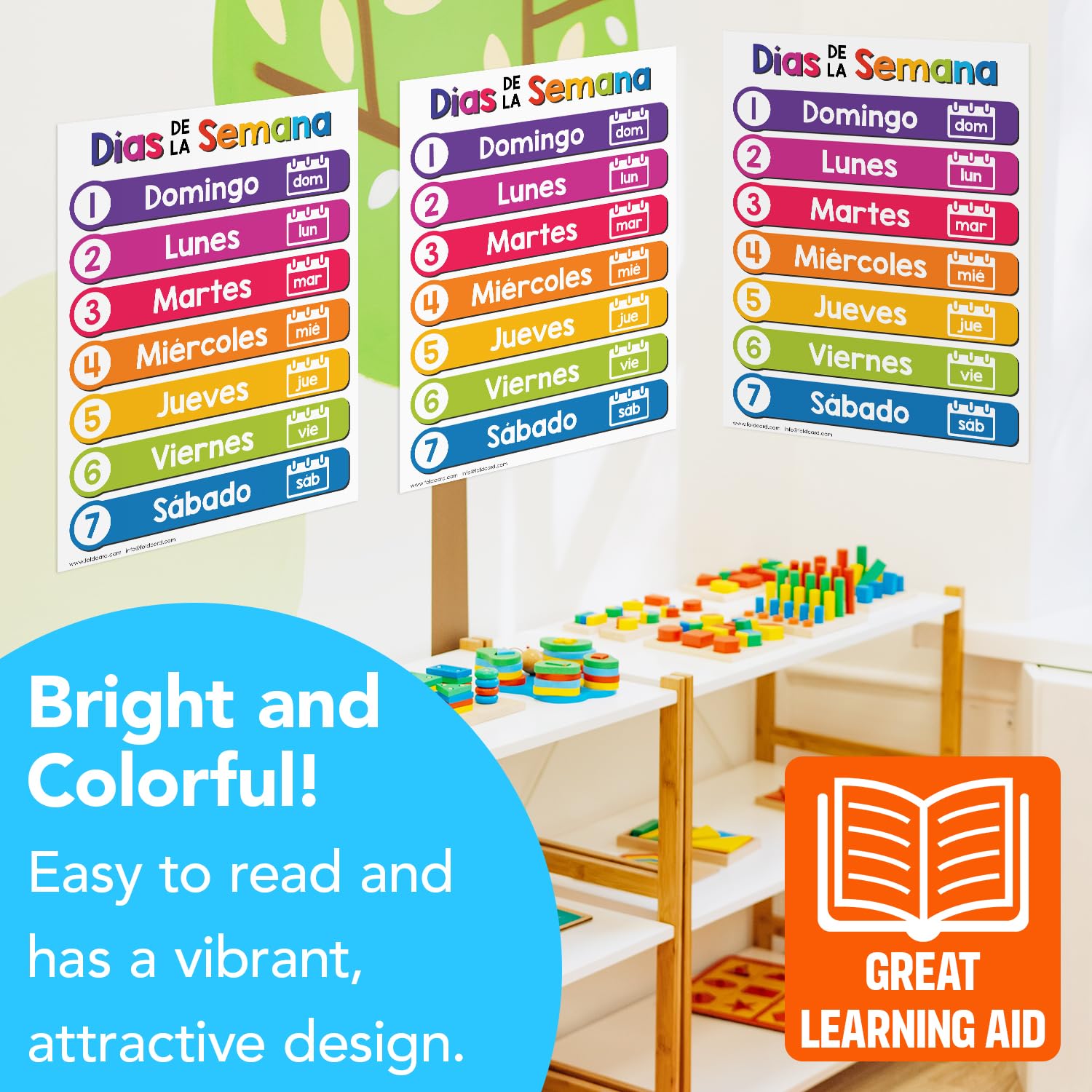 Snapklik.com : Días De La Semana Spanish Chart For Preschool To ...