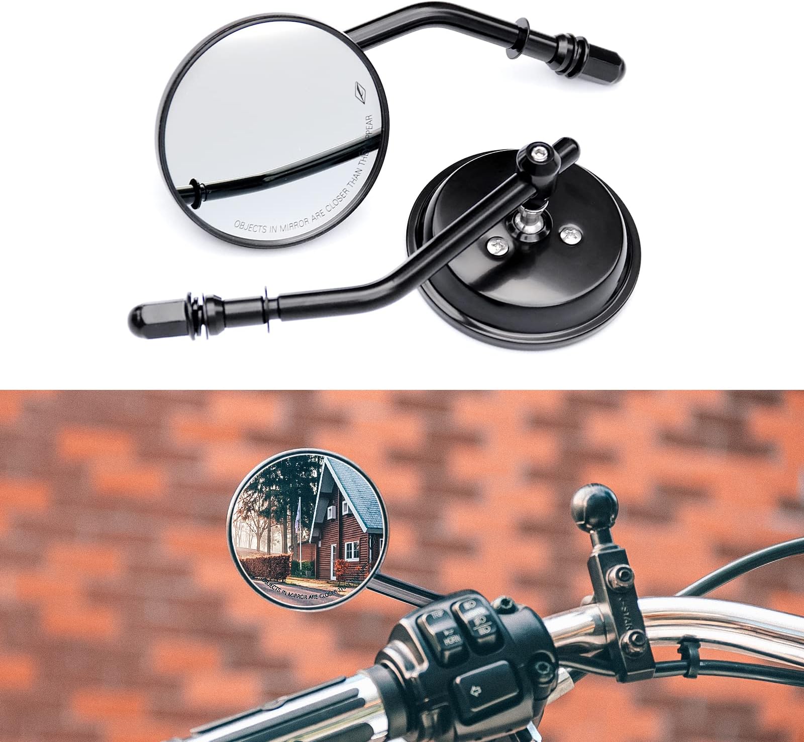 Amazon.com: MZS Motorcycle Mirrors - Rear View Mirror 3" Round Black ...