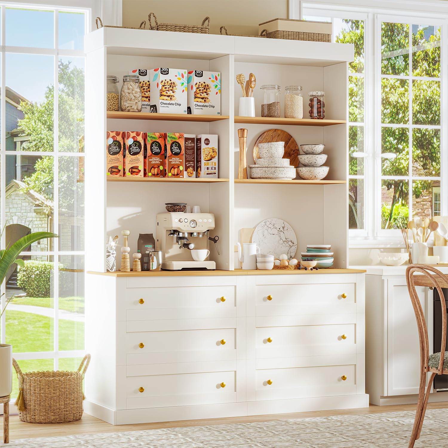 Amazon.com: 71" Tall Farmhouse Kitchen Pantry, Large Storage Cabinet ...