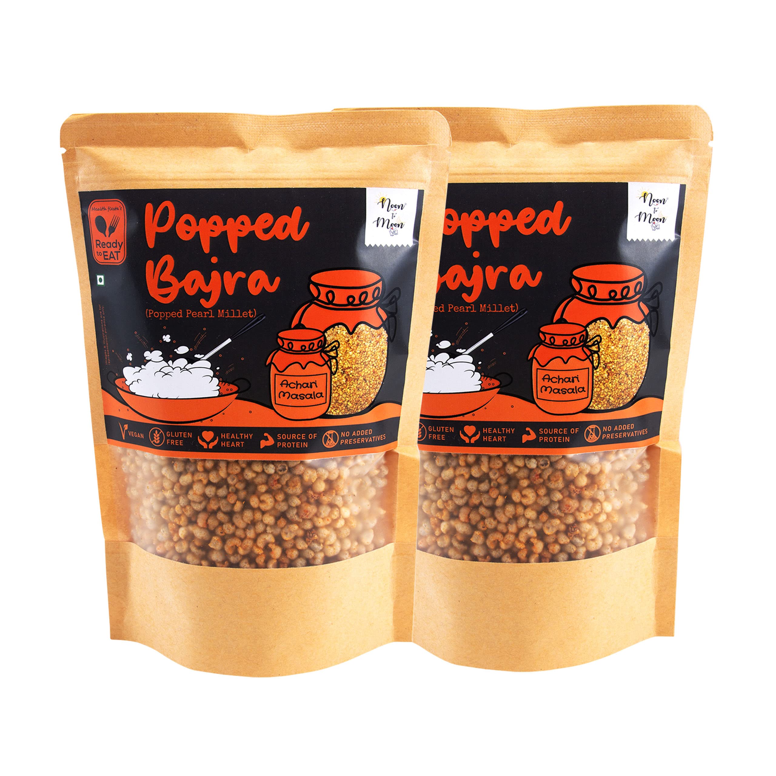 Buy Noon to Moon Popped, Puff Bajra | Popped Pearl Millet Snacks ...