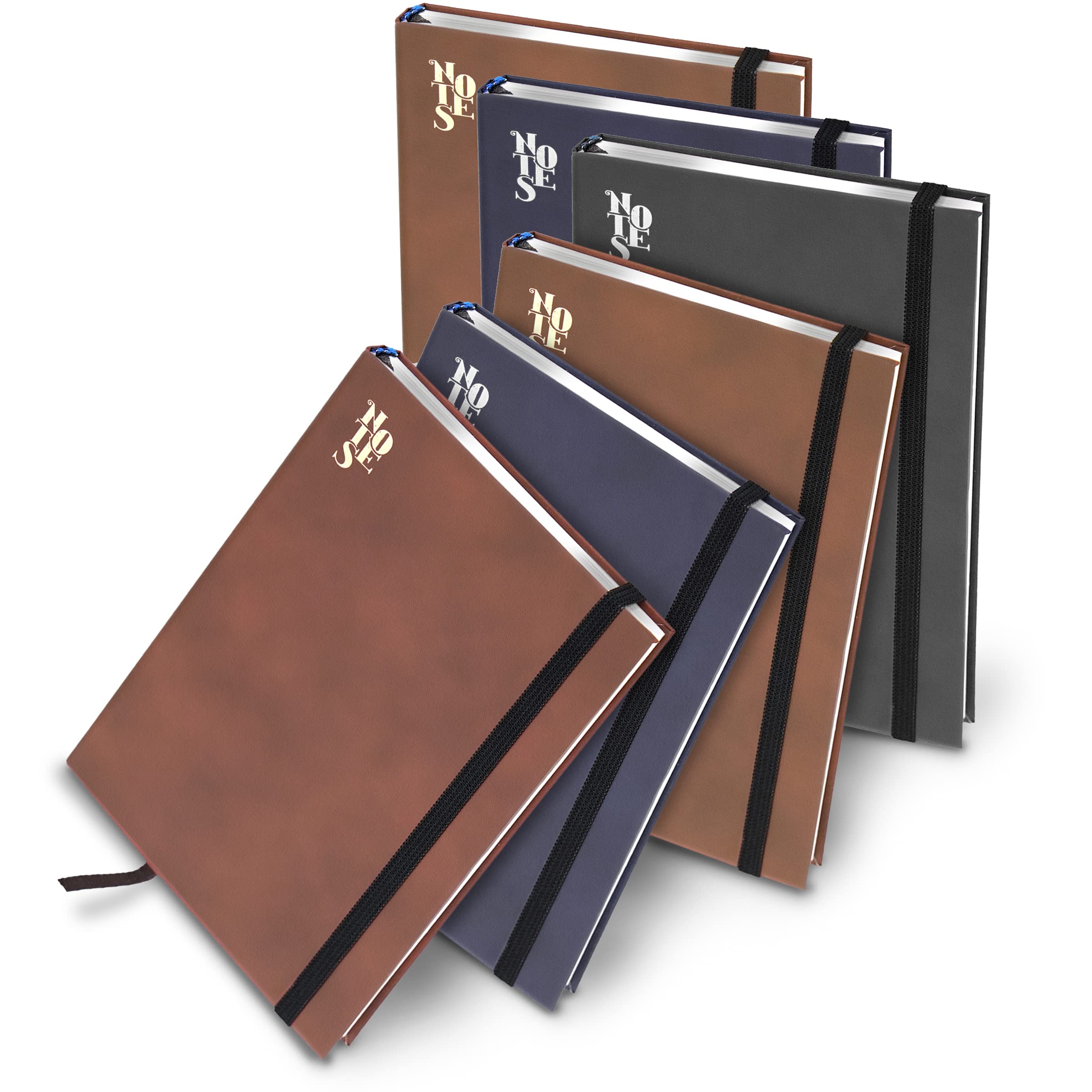 DAHSHA 6 Pack Small size PU Leather Finish Hard Bound Notebook Diary ...
