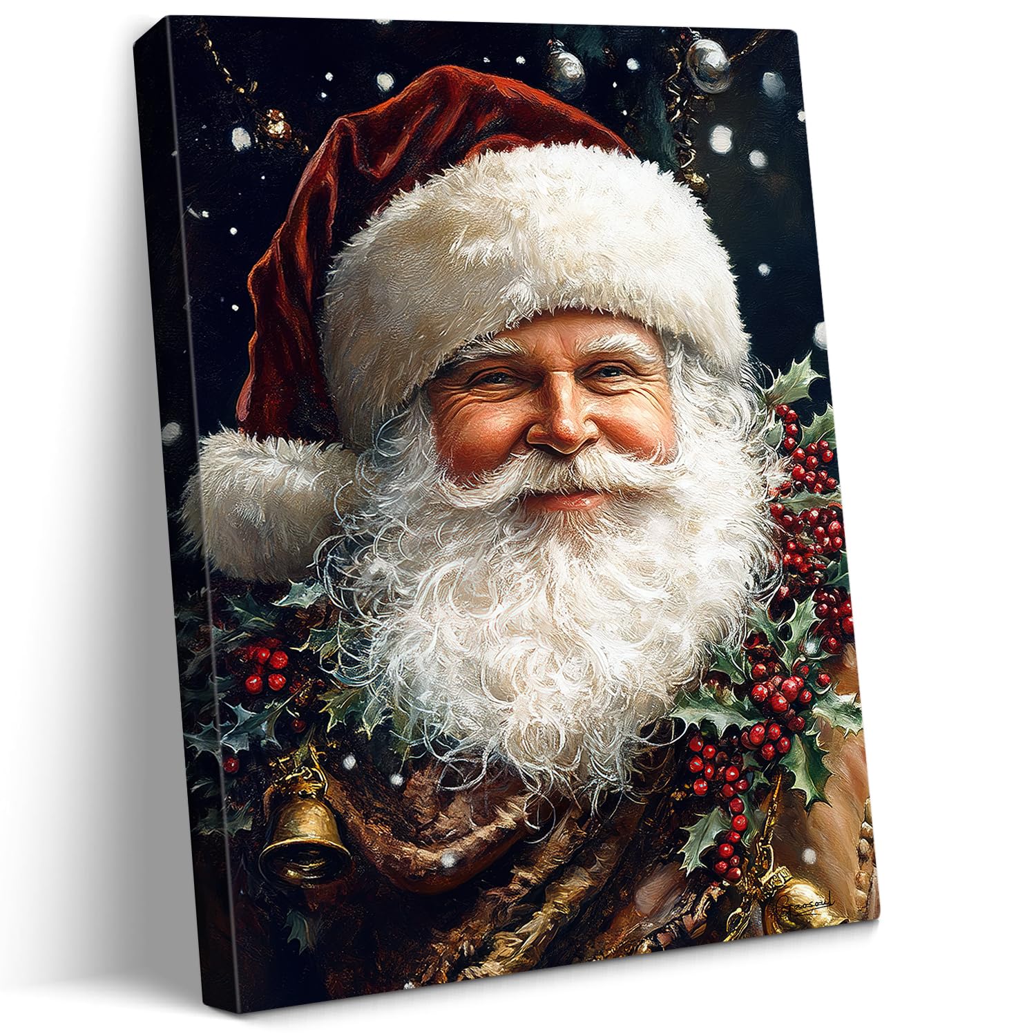 Amazon.com: gaosoul Vintage Santa Claus Portrait Canvas Wall Art Jolly ...