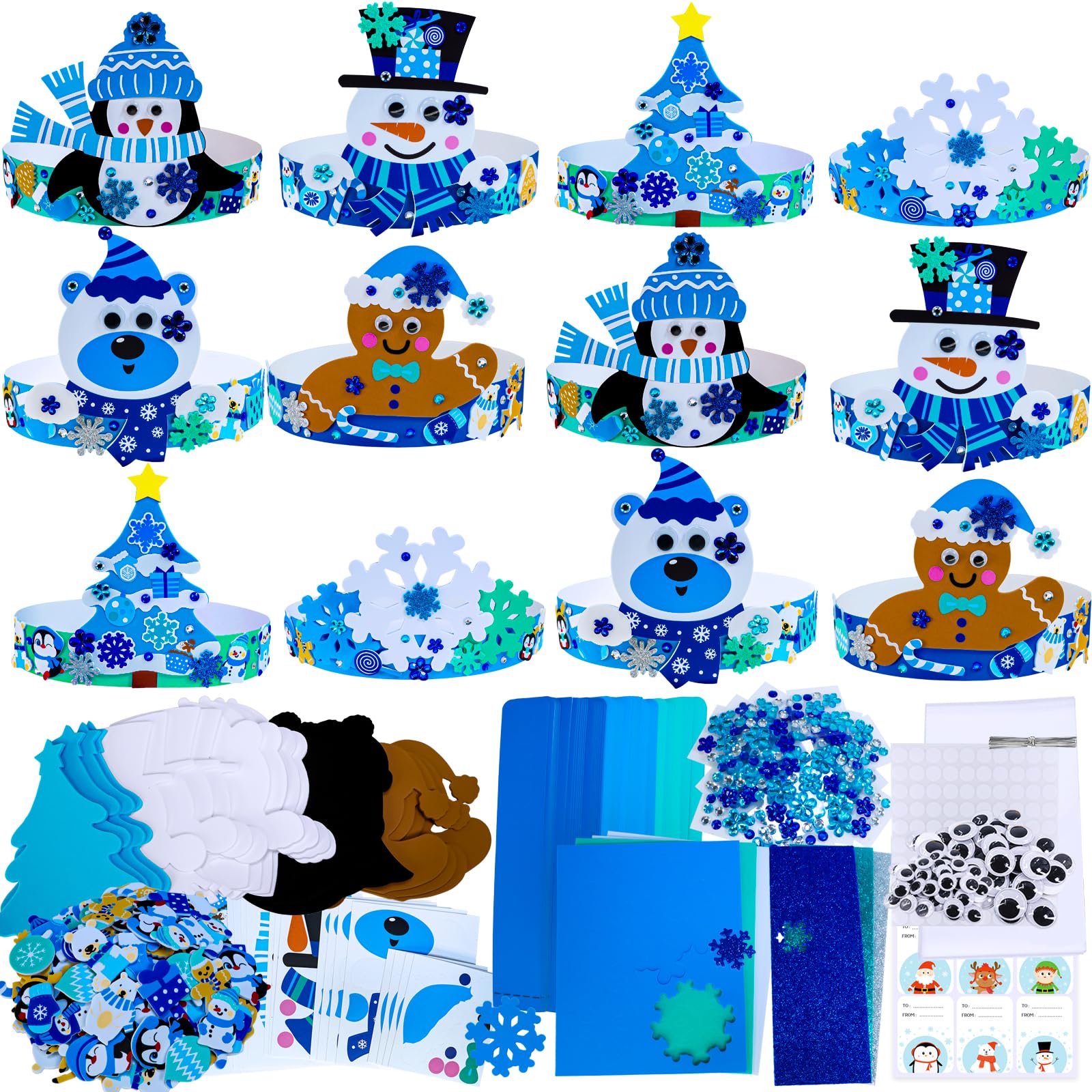 Amazon.com: Winlyn 24 Sets Winter Craft Kits Christmas Crafts DIY ...