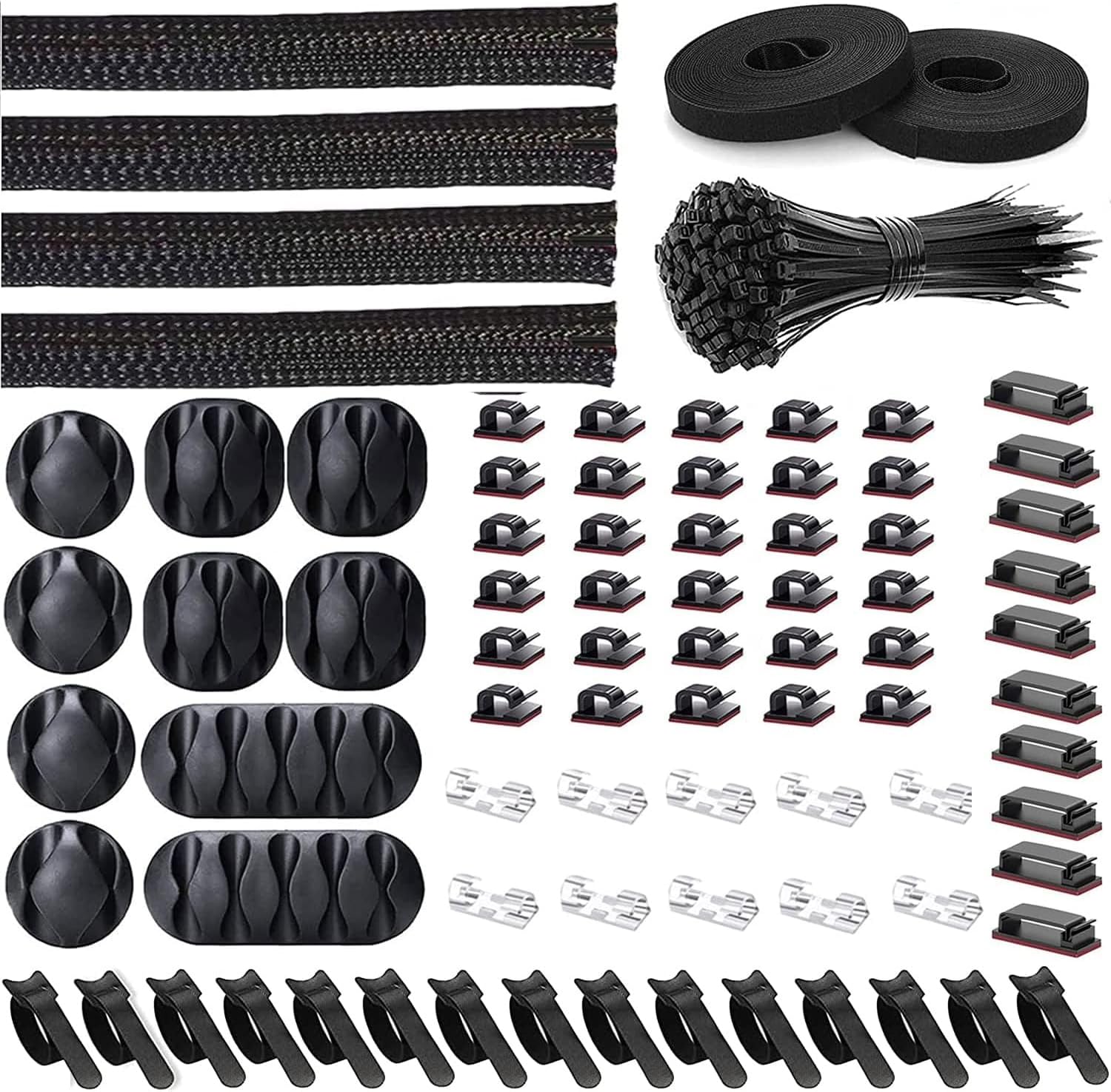 Kit de Gestión de Cables,100 Bridas Para Cables y 4 Organizadores de ...