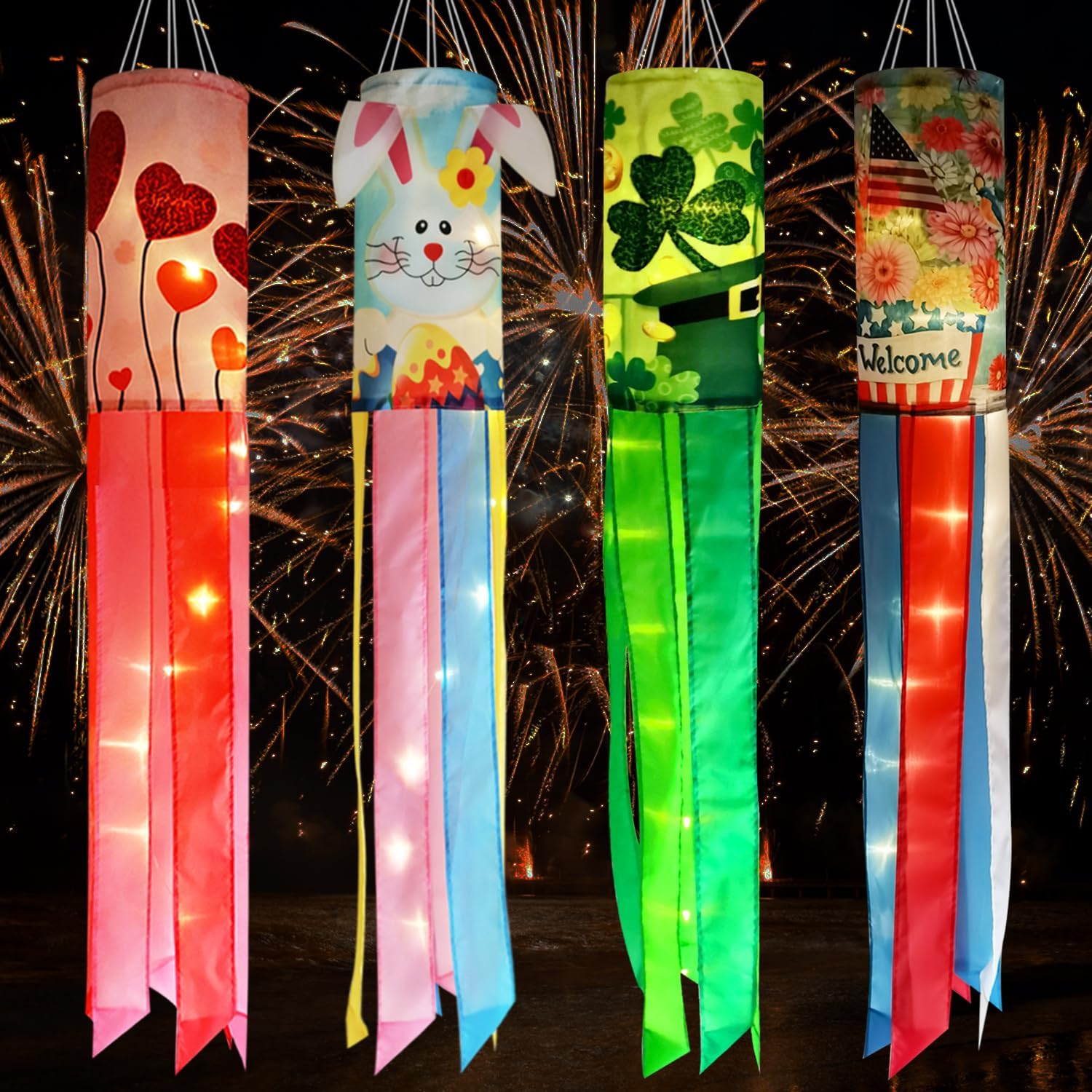 Amazon.com : THQZLH 4pcs LED Light Windsocks for Outside - Perfect for ...