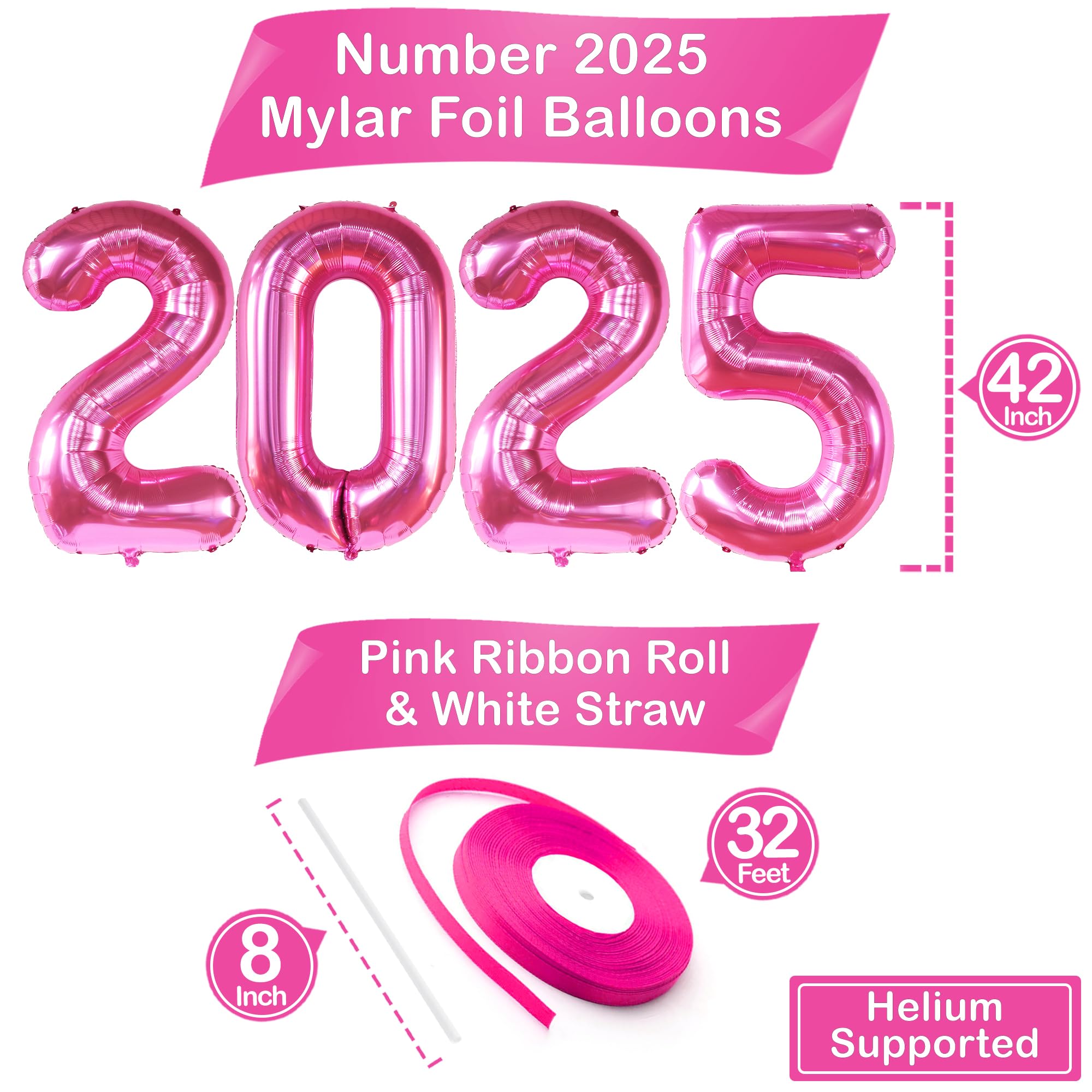 Snapklik.com : Huge Graduation 2025 Balloons - 42 Inch 2025 Pink ...