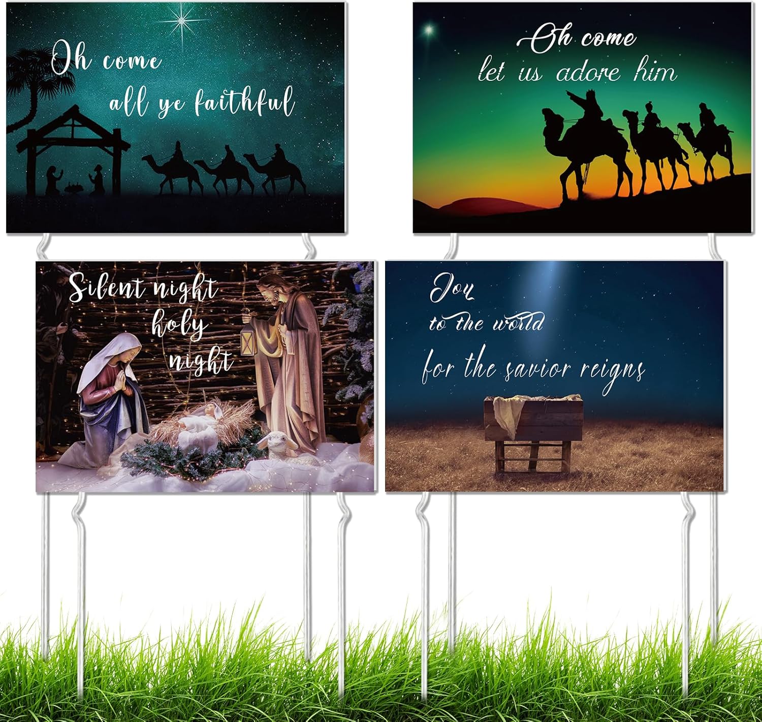 Amazon.com: Geetery 4 Pcs 11 x 15.8 Inch Outdoor Nativity Scene Double ...