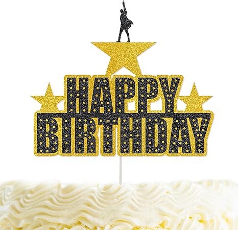 Amazon.com: Hamilton Happy Birthday Cake Topper Glitter Hamilton ...