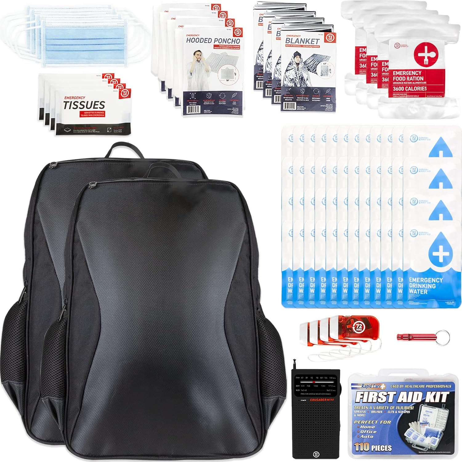 72 HRS Essential Emergency Preparedness Kits - 3 Day Survival Backpack ...