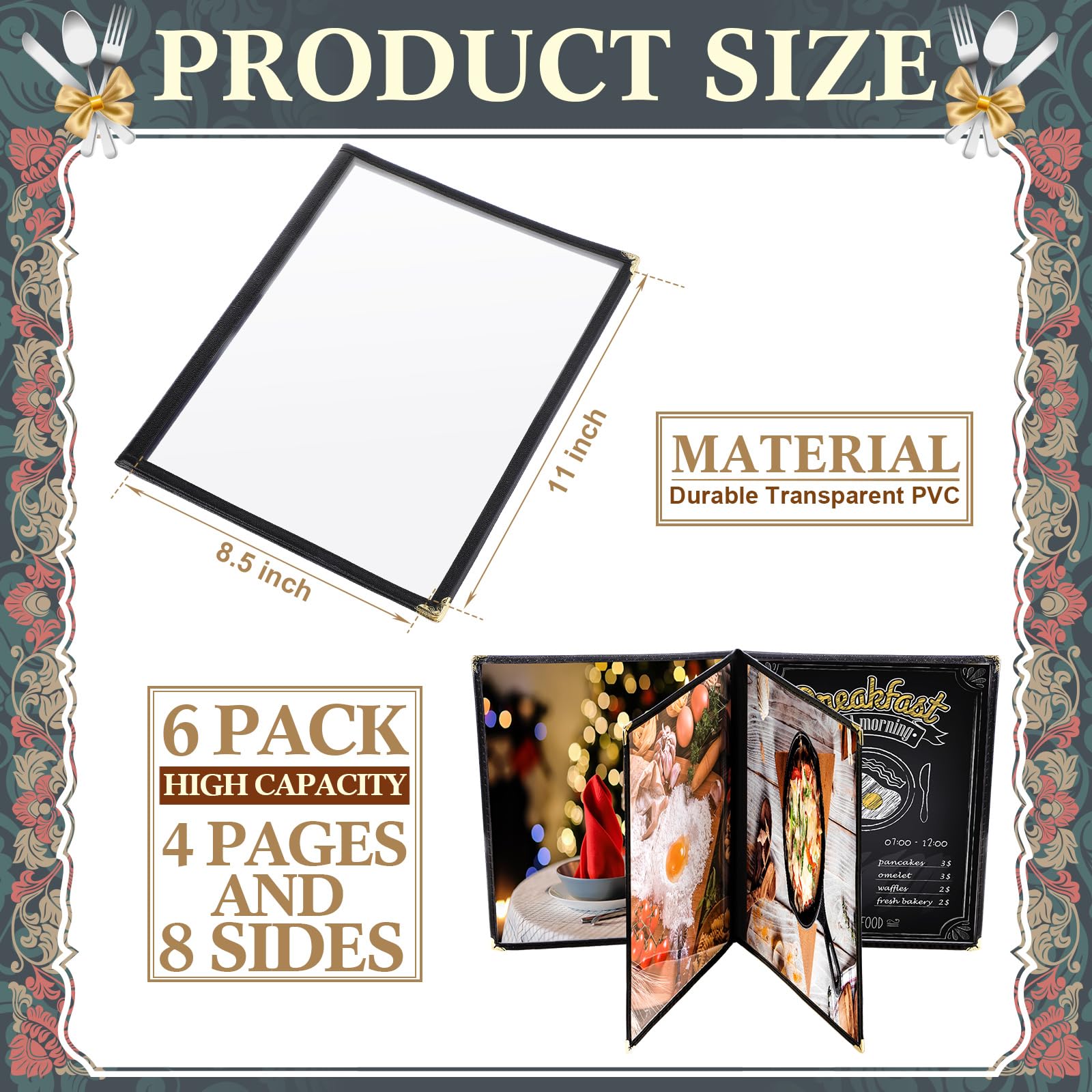 Snapklik.com : TaoBary 6 Pcs 8.5 X 11 Inch Menu Covers Fits A4 Size ...