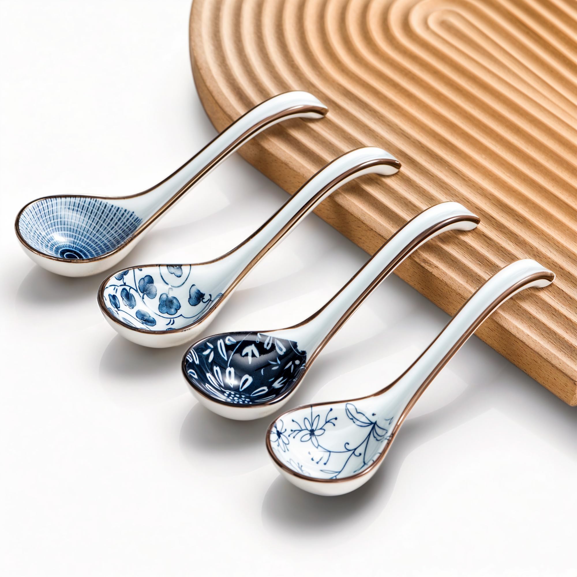 Amazon.com: KHOI NGUYEN Soup Spoons Asian Soup Spoon ceramic Pho Spoons ...