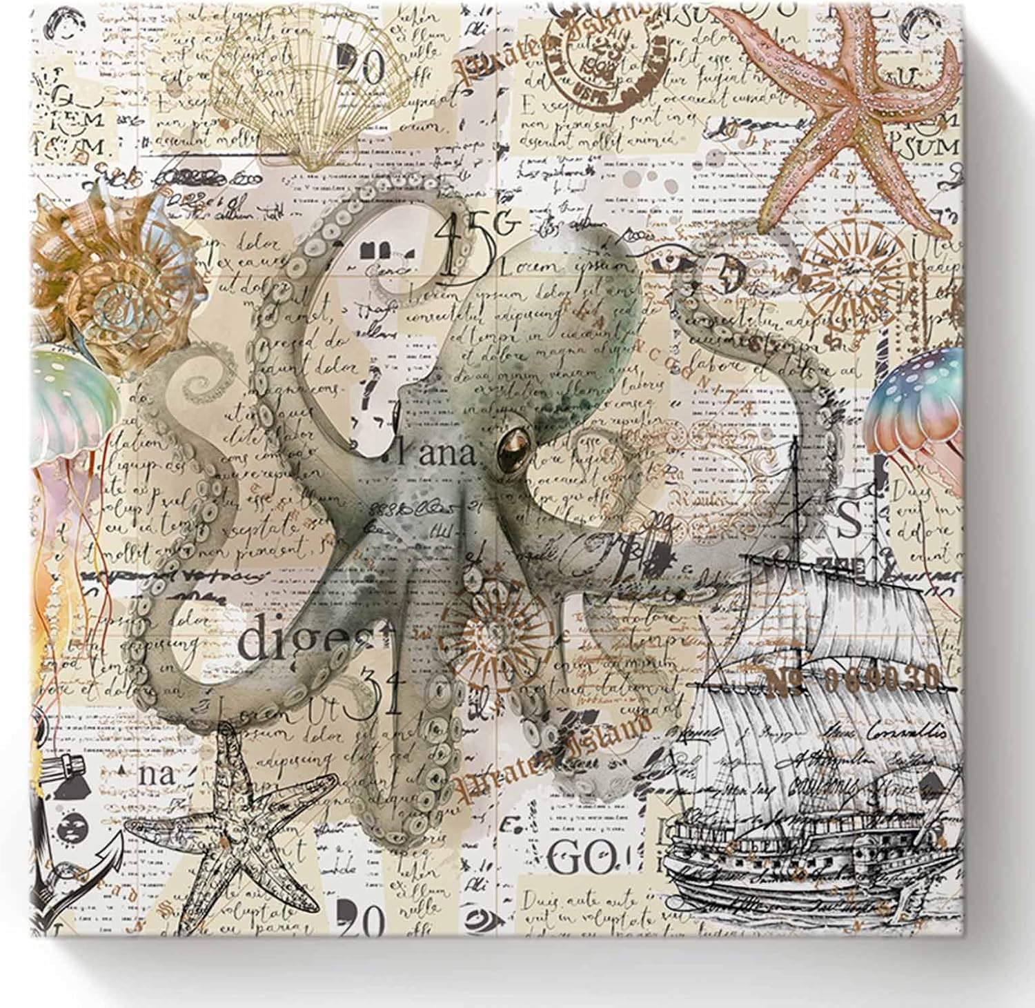 Amazon.com: DIY Paint by Numbers, Summer Retro Seaworld Octopus ...