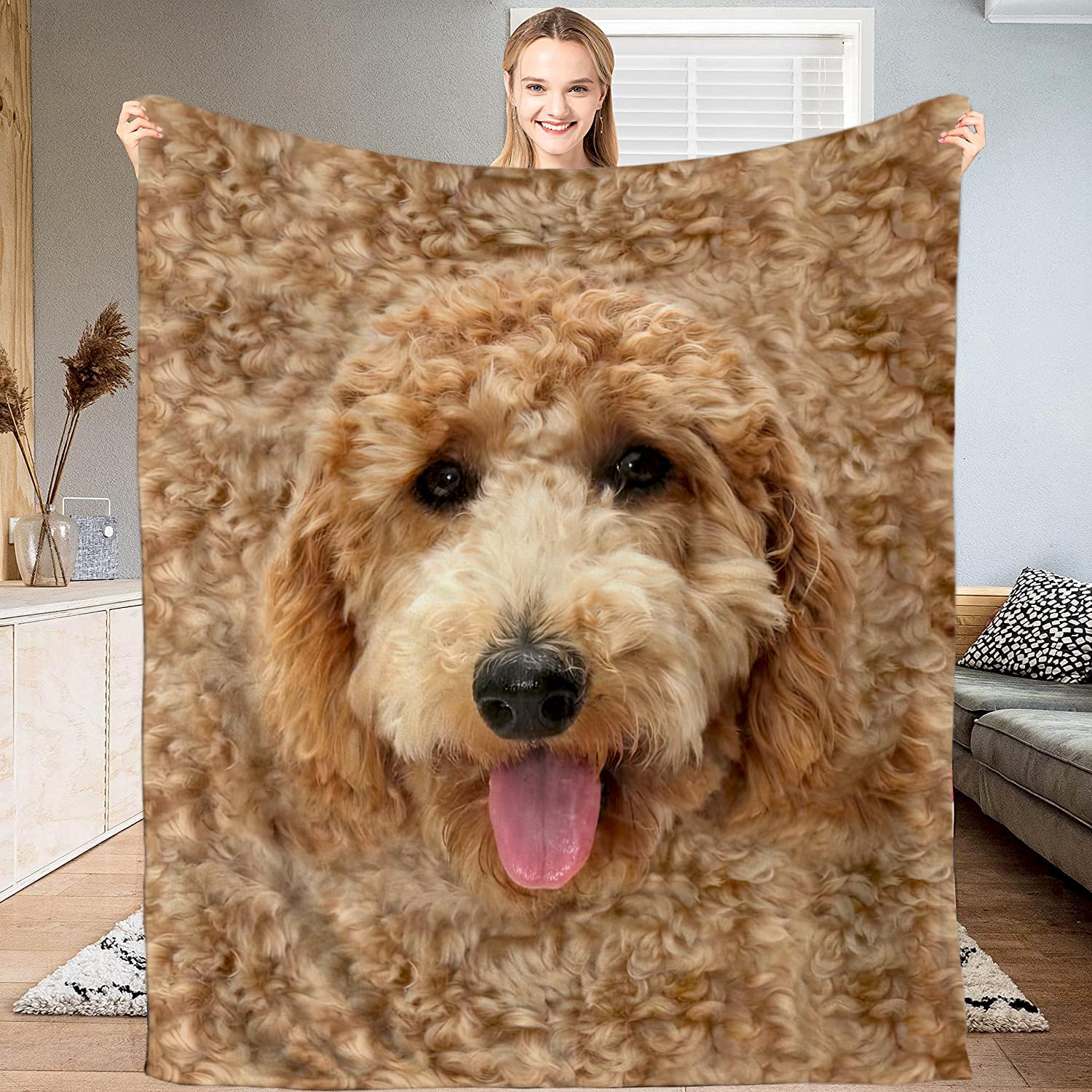 Amazon.com: SATIGI Goldendoodle Throw Goldendoodle 3D Face Blanket ...