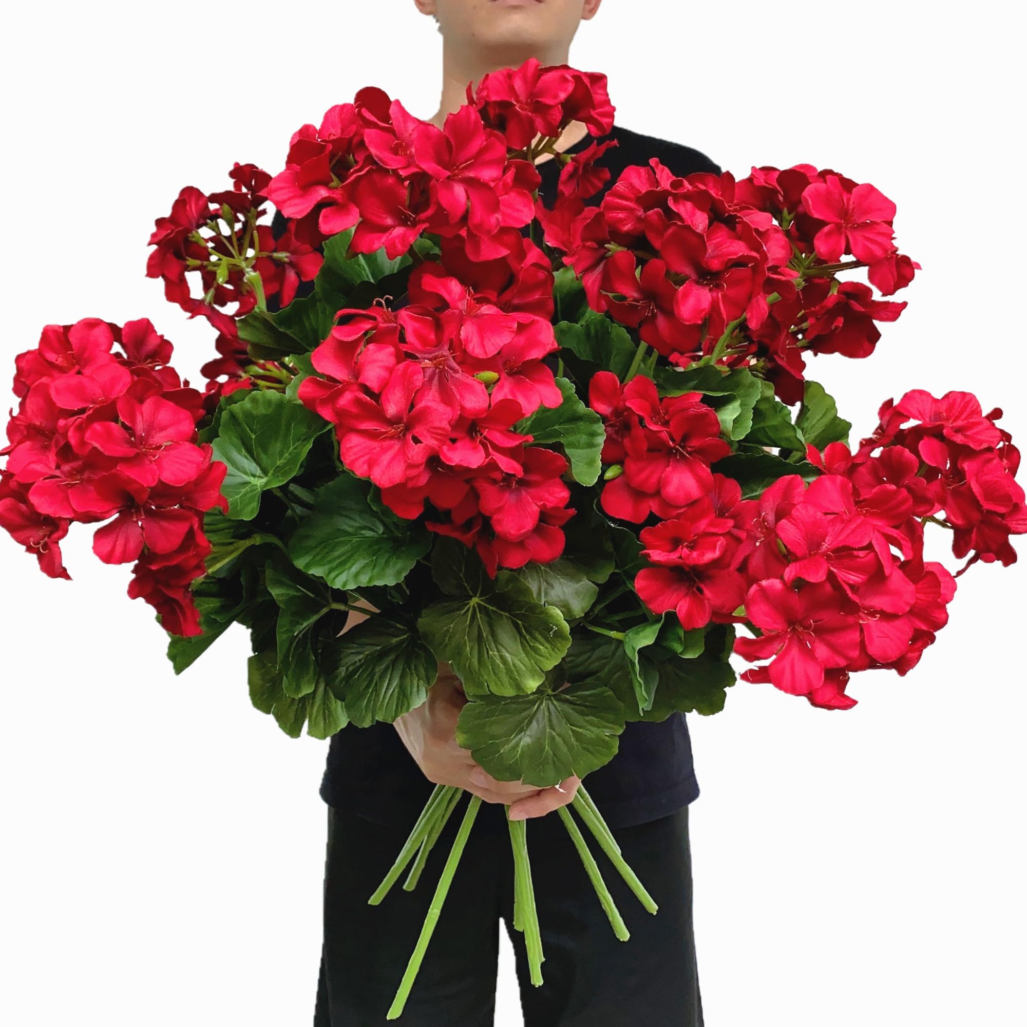 Amazon.com: kimbovillea Pack of 10 - Artificial Geranium Stems Silk ...