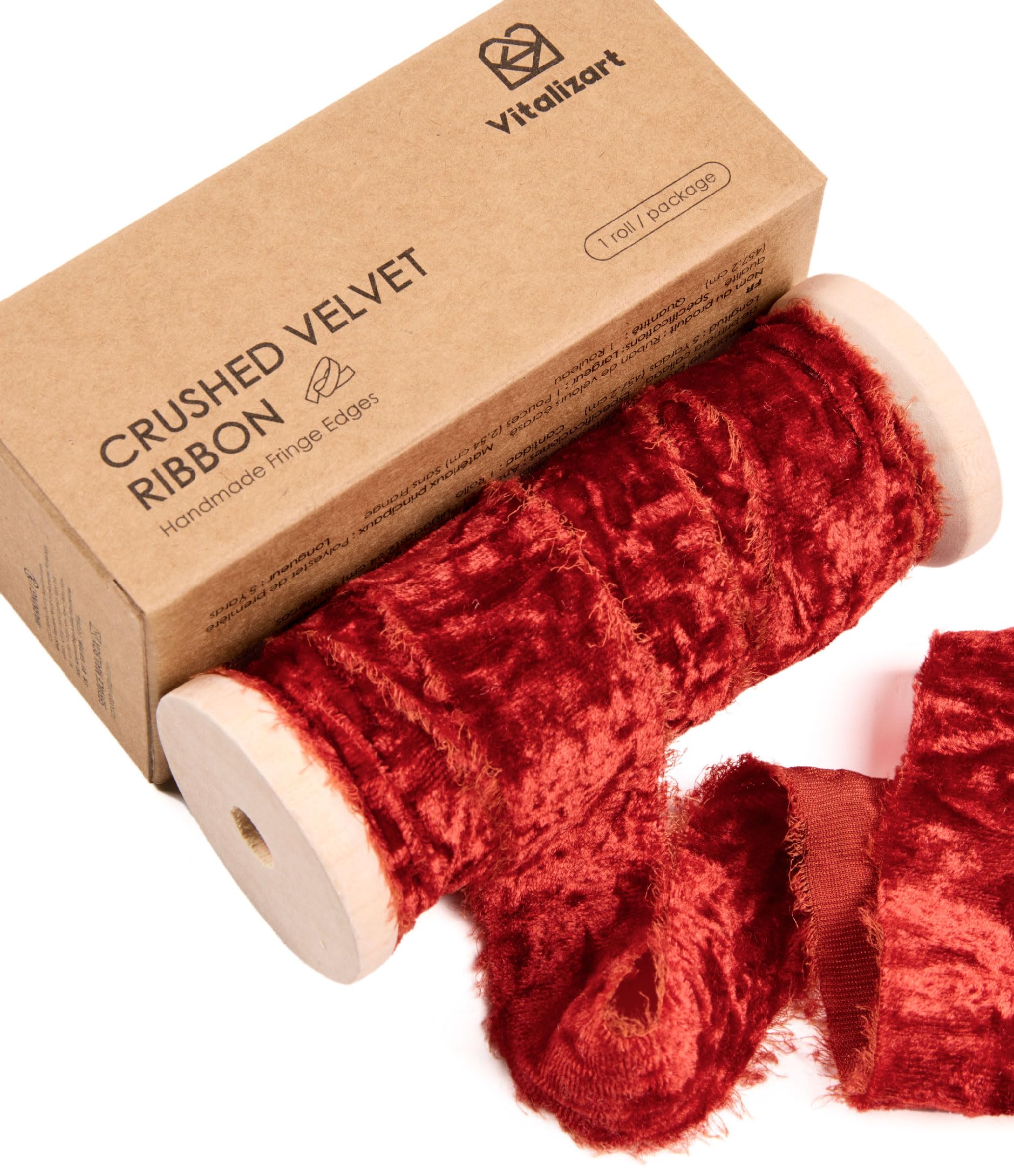 Amazon.com: Vitalizart Rust Red Velvet Ribbon 1" Christmas Handmade ...