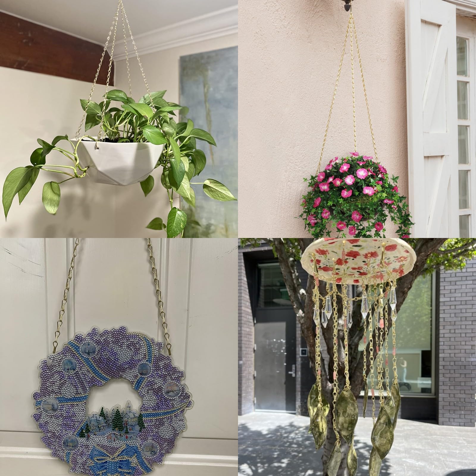 Snapklik.com : RIFNY 3 Sets Gold Hanging Basket Chain, 24 Inch Heavy ...