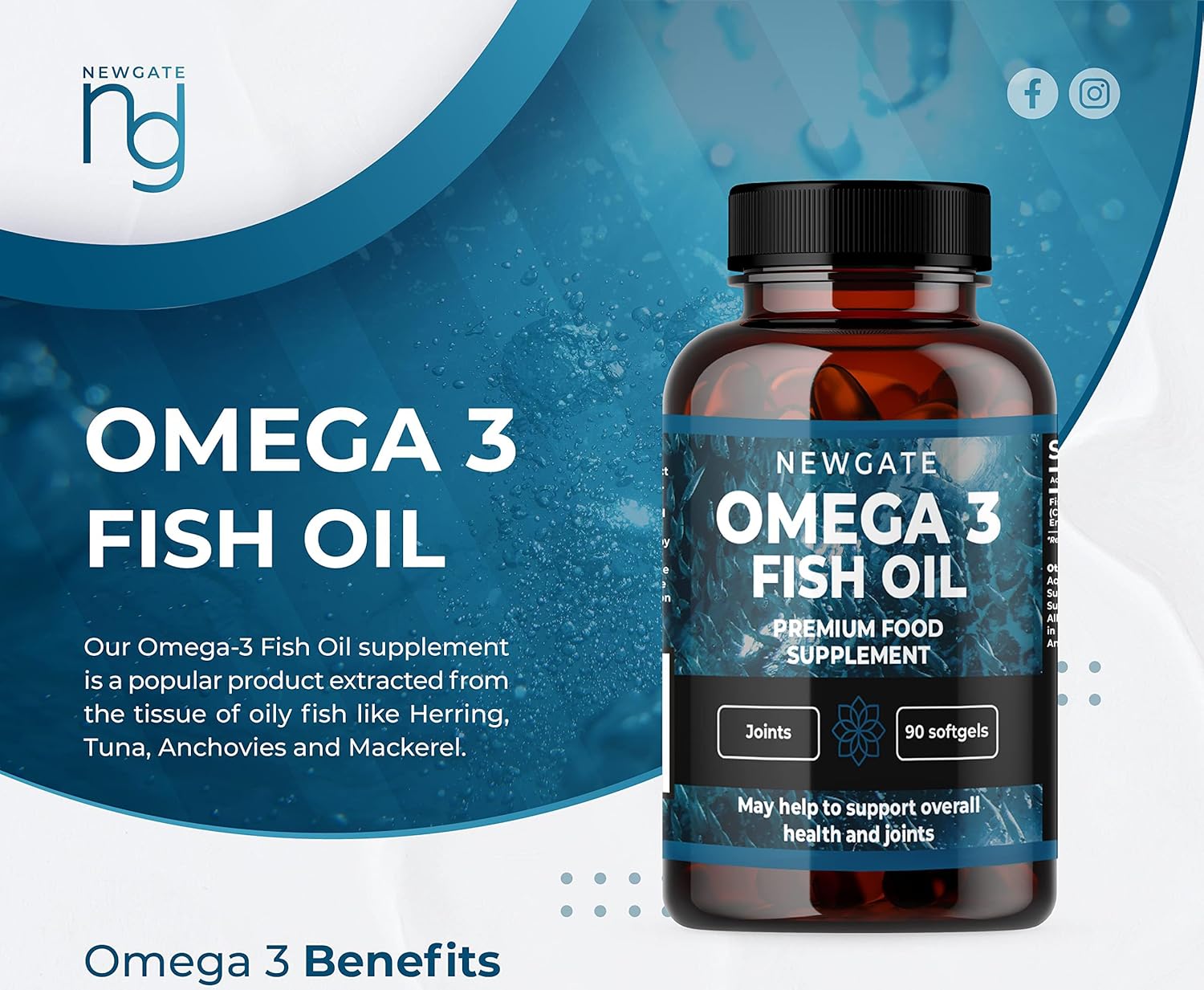 Aceite de pescado Omega 3 90 cápsulas blandas de 1000 mg, EPA 180 mg, DHA 120 mg – Suplemento de ...
