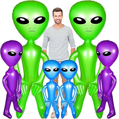Amazon.com: Seematn 6 Pcs Blow up Alien Inflatable Balloons Giant Alien ...