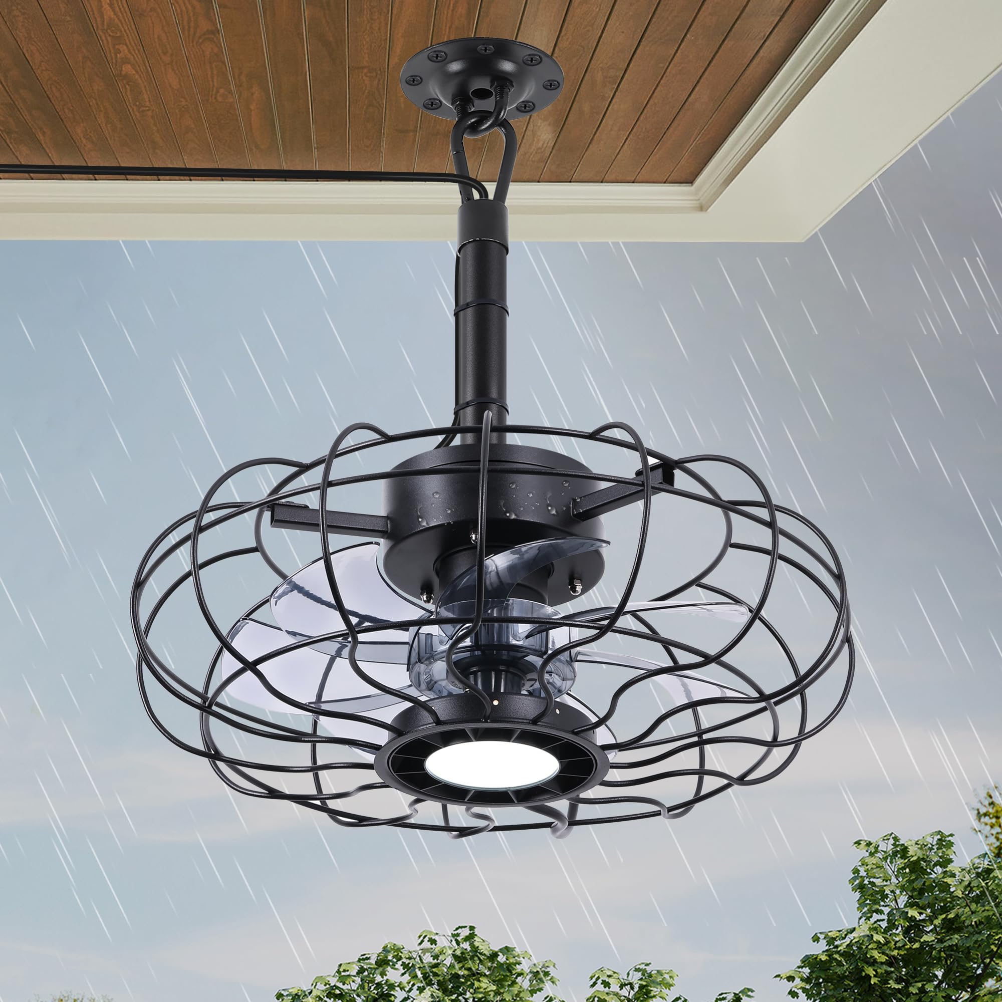 Outdoor Ceiling Fans with Light for Patios Gazebo, 15" Weatherproof ...