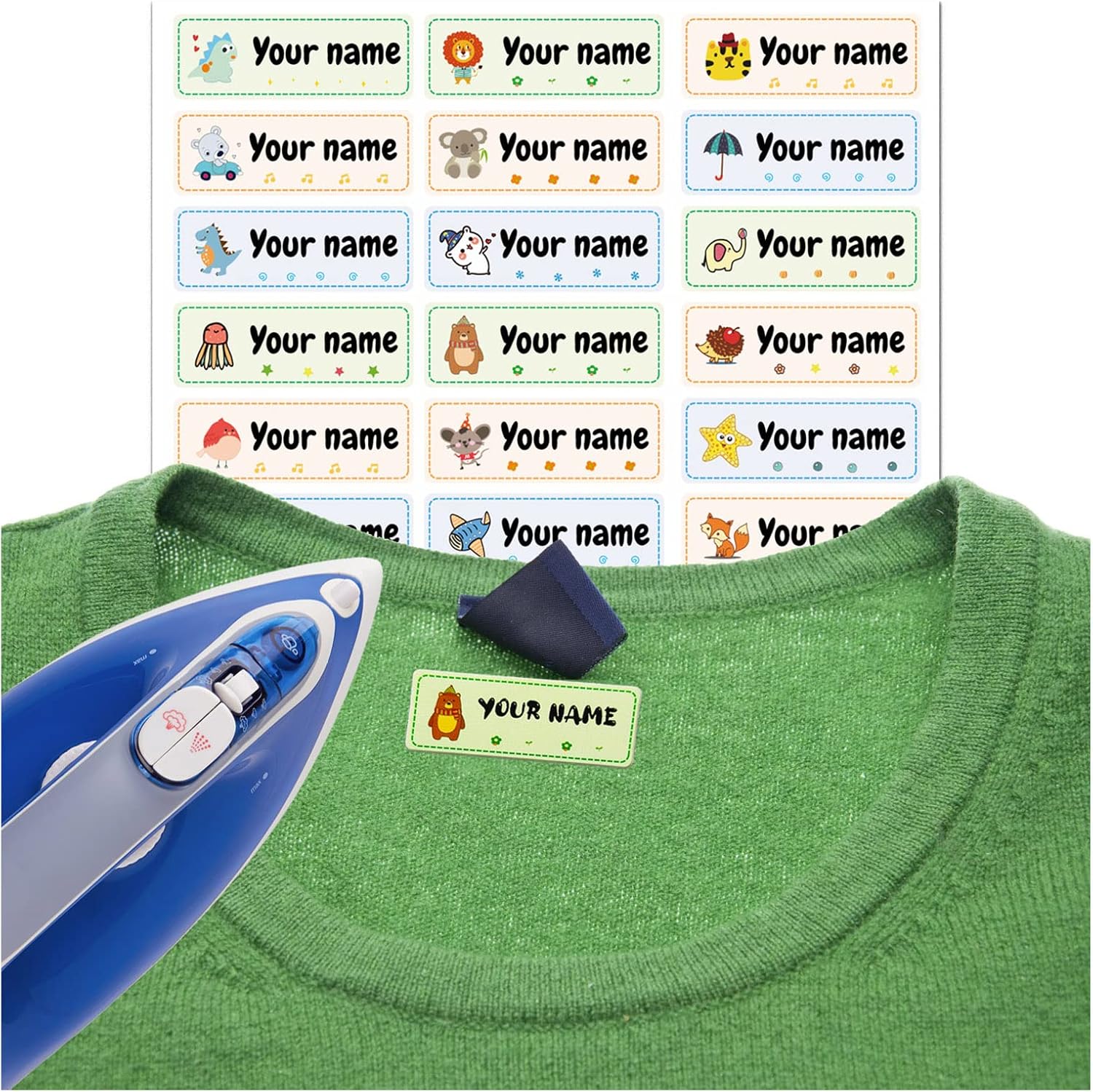 Amazon.com : 90 Iron On Personalized Kids Clothing Name Labels / Tags ...