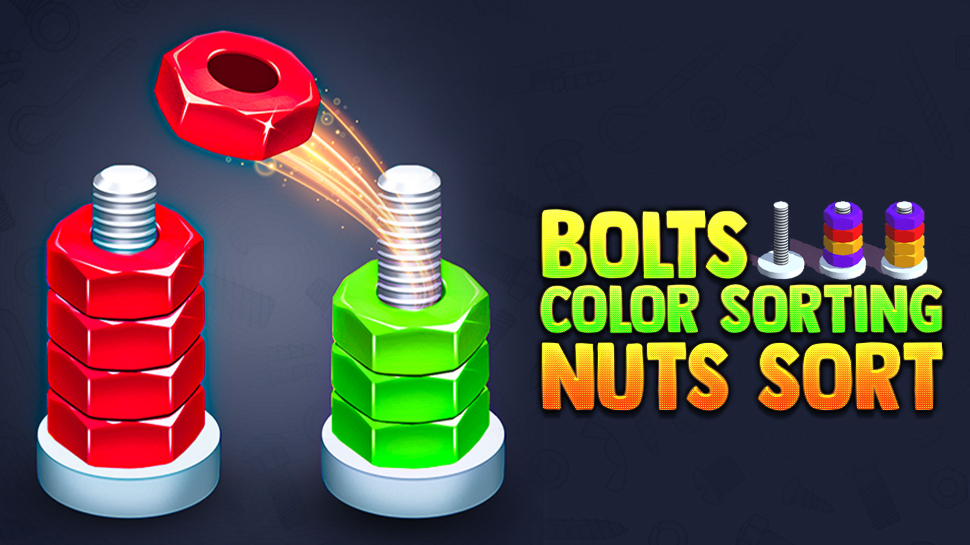 Bolts Color Sorting: Nuts Sort - Nuts & Bolts Puzzle Game 3D Nut and ...